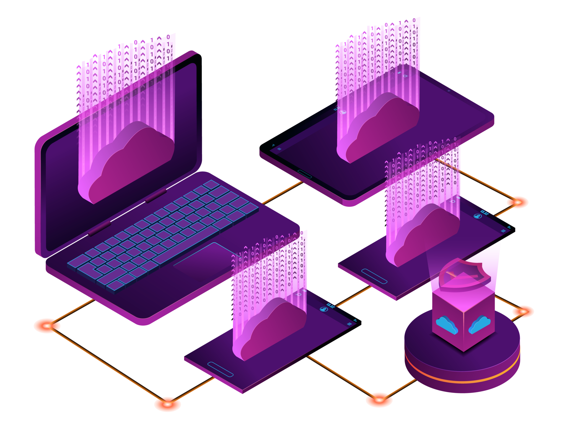 Isometric 3d Illustration Cloud Technology Work On White Background Its Upload Data To Cloud