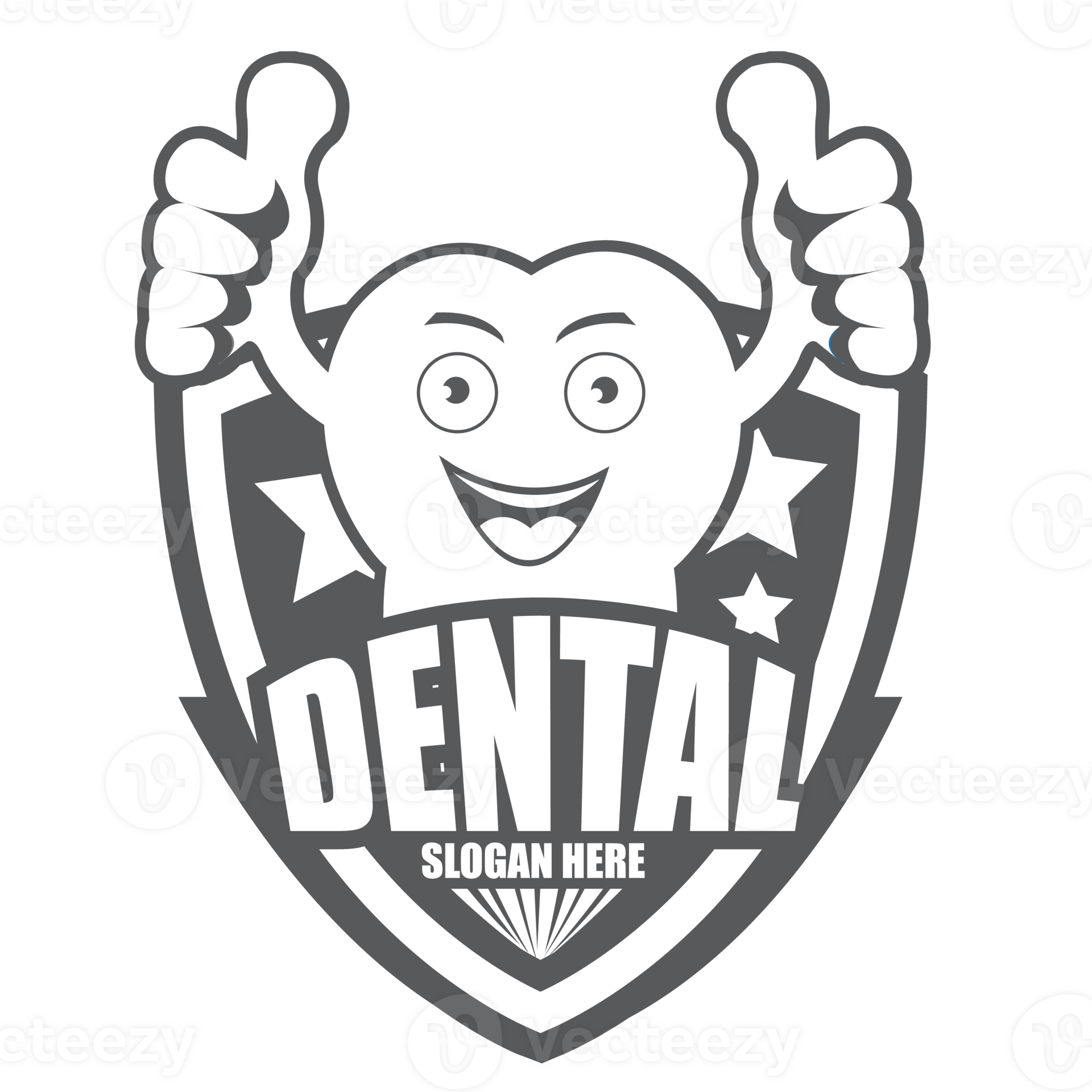 Black And White Cartoon Smiling Tooth Label Its Happy Smile Concept