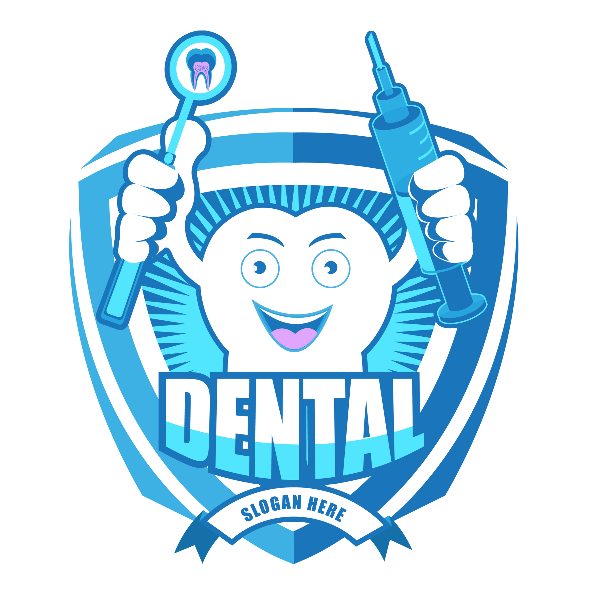 Cartoon Smiling Tooth Label Its Dental Care Concept 24675118 Png