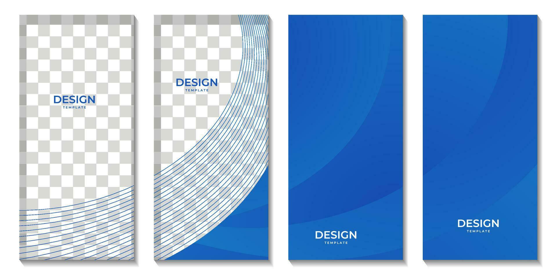 set of brochures abstract blue wave gradient background with copy space area for business ...