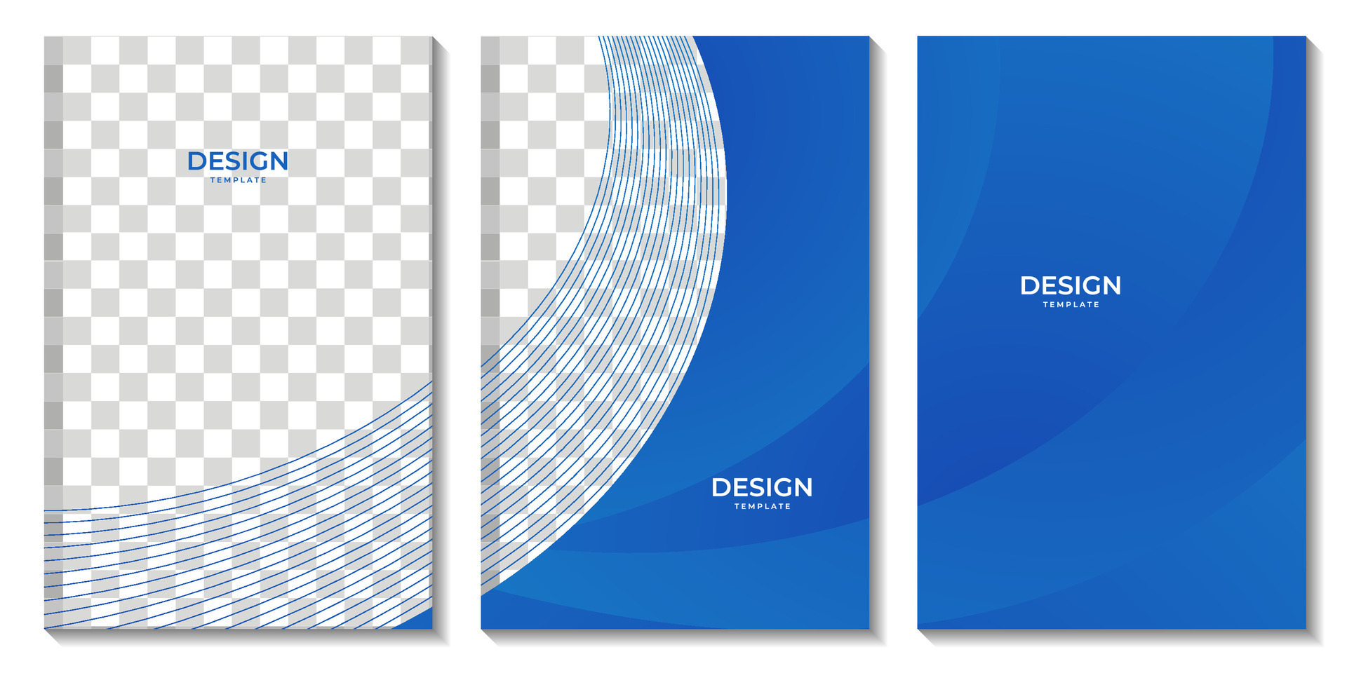 Set Of Flyers Abstract Blue Wave Gradient Background With Copy Space