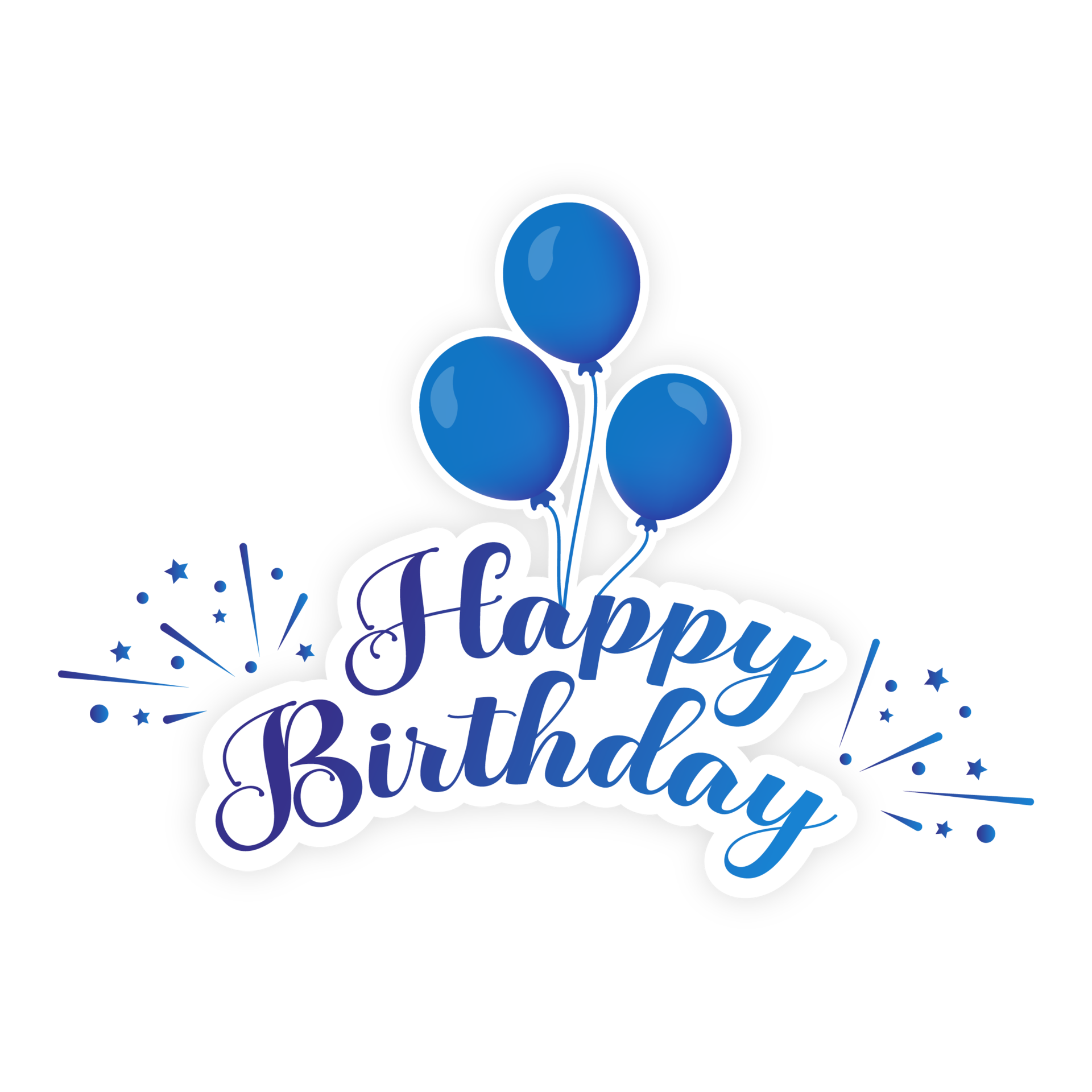 Happy Birthday Lettering Png With Blue Letter And Balloon Happy Birthday Calligraphy With