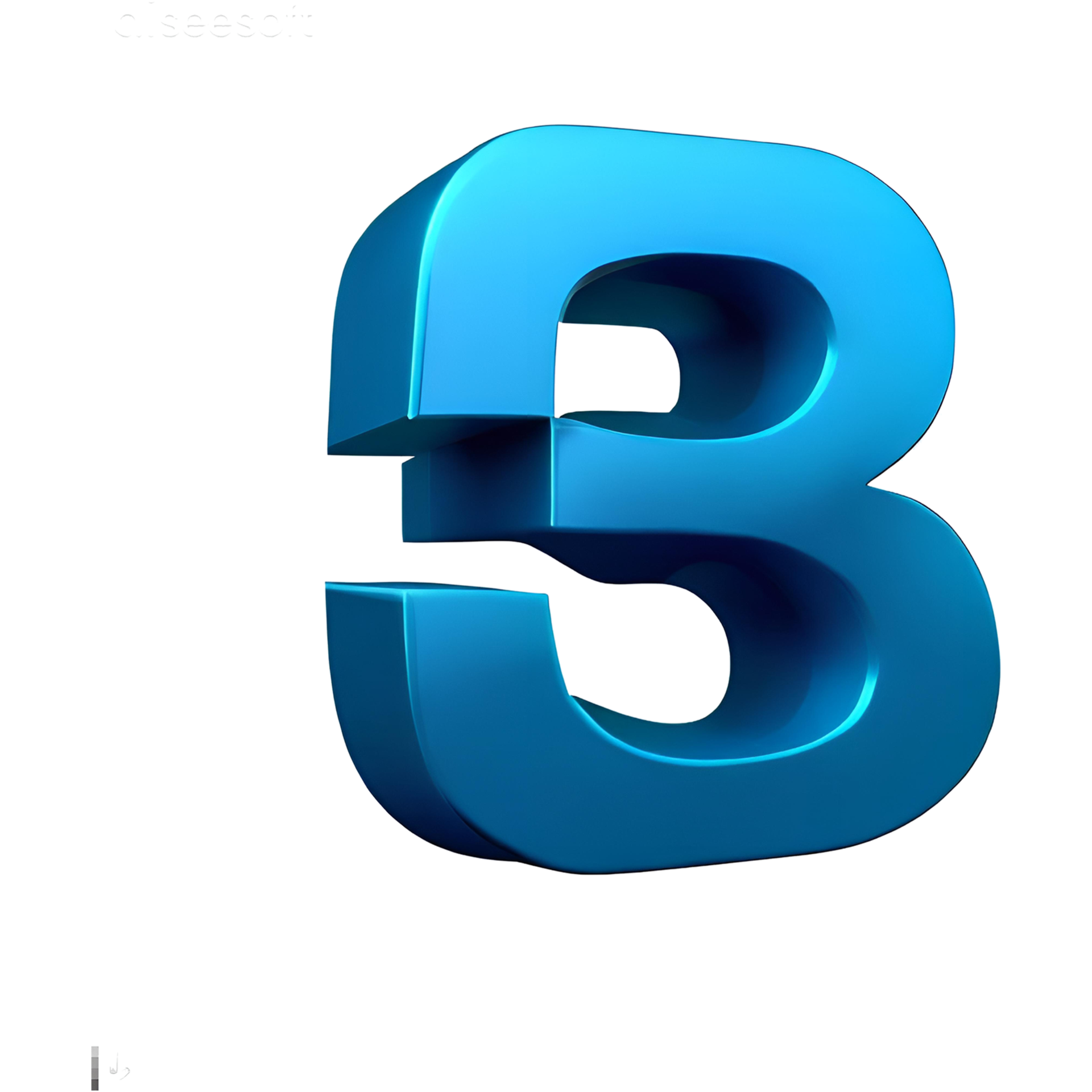 3D Blue Number Three 24680131 PNG