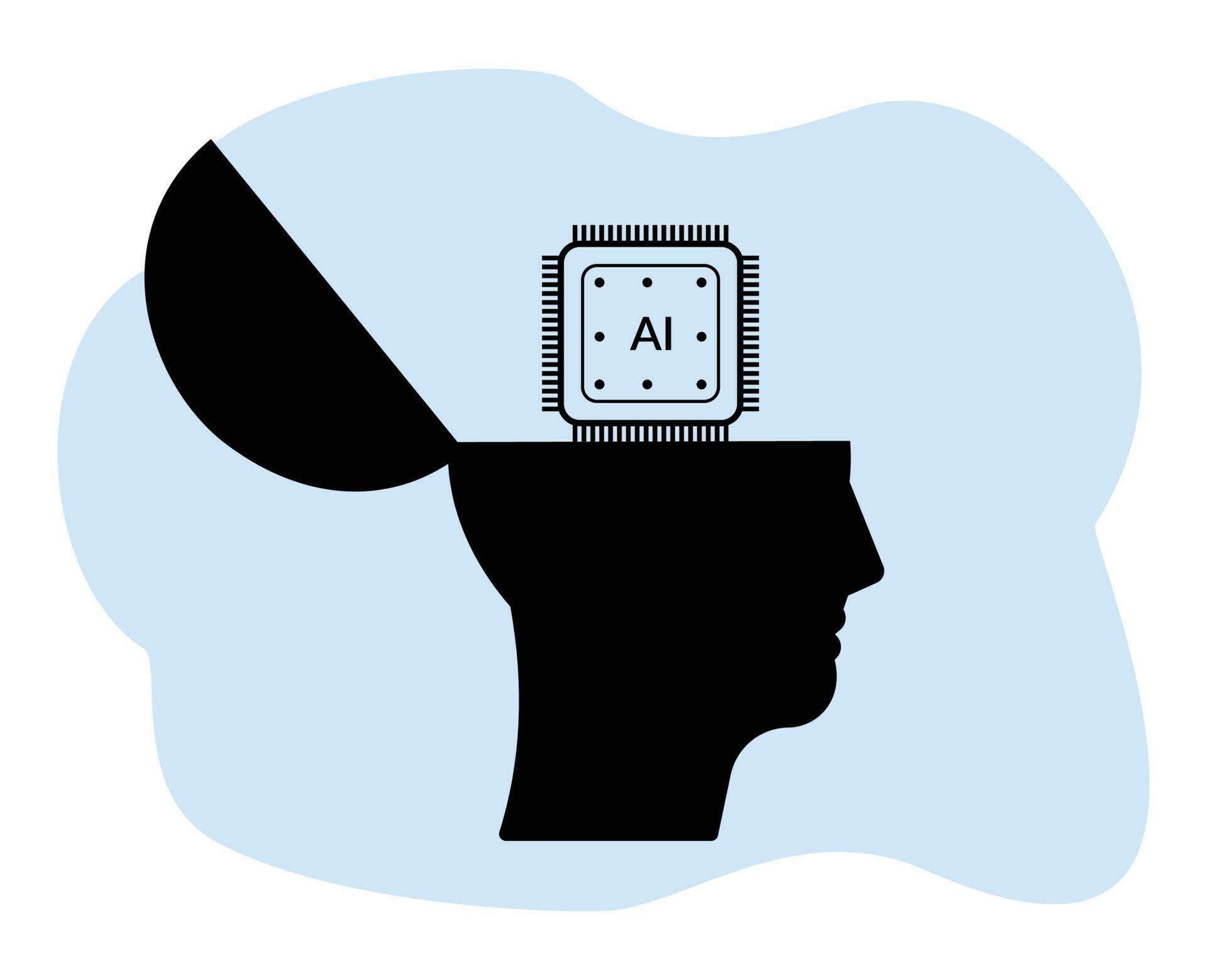 silhouette of human head with artificial intelligence AI chip 24681724 Vector Art at Vecteezy