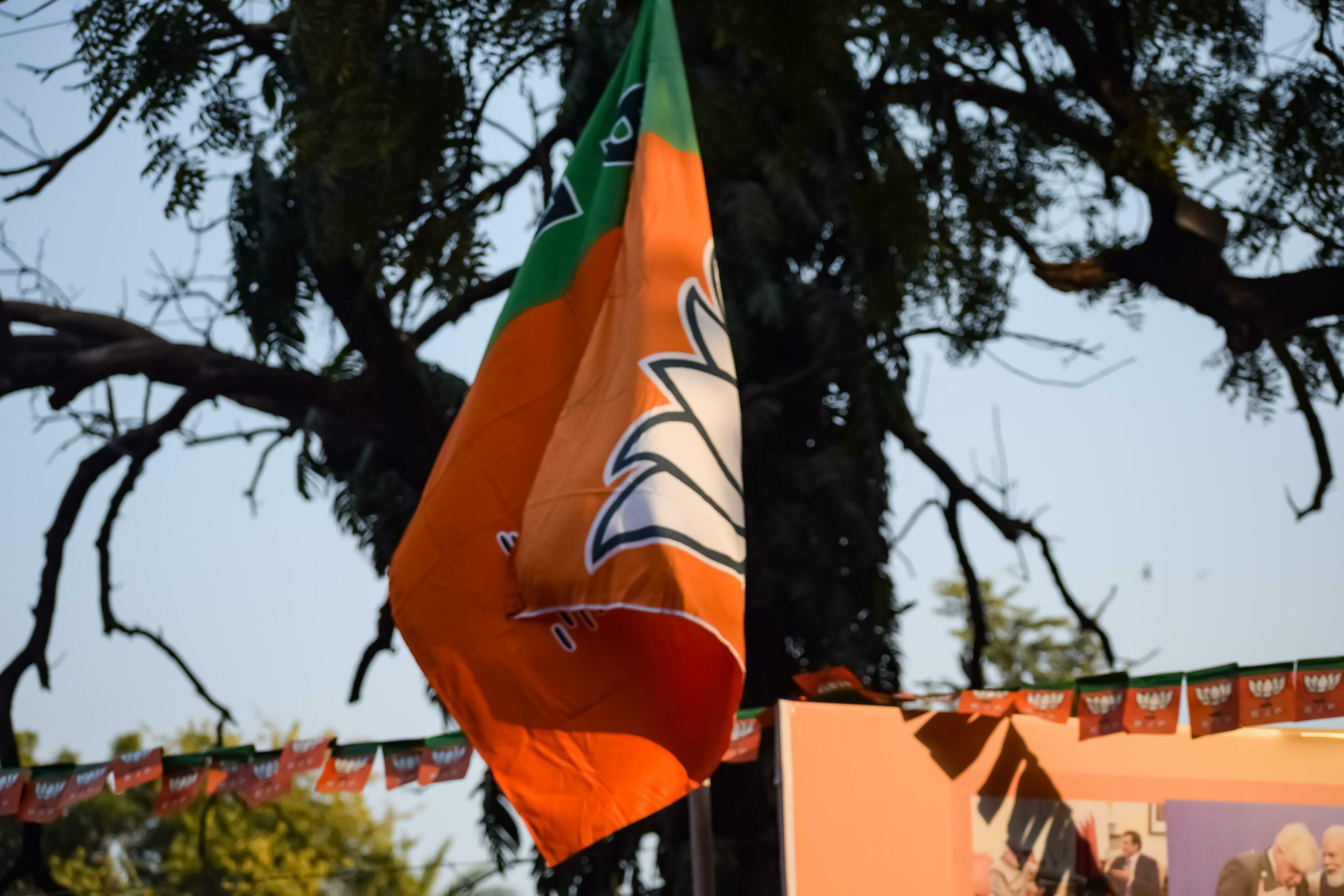New Delhi, India - May 16 2023 - Bharatiya Janata Party Flag of Indian political party, BJP ...