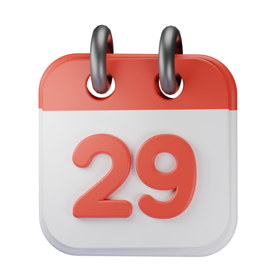 3d icoon datum 29 rood kalender illustratie concept icoon geven 24683276 PNG