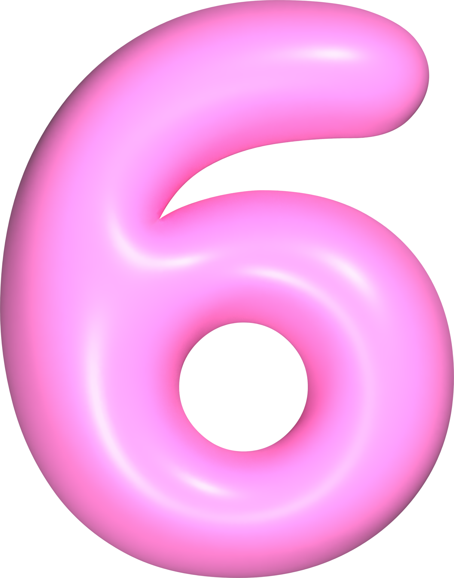 Pink 3D Number 6 24683981 PNG