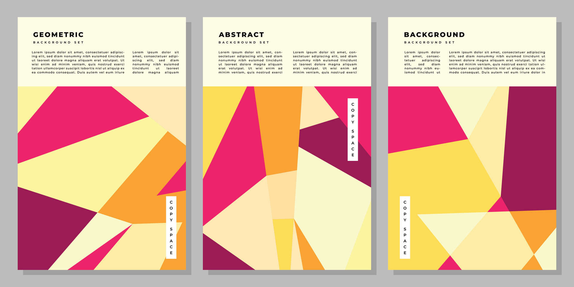 Colorful Abstract Geometric Vertical Background Template Copy Space Set Polygon Backdrop Design