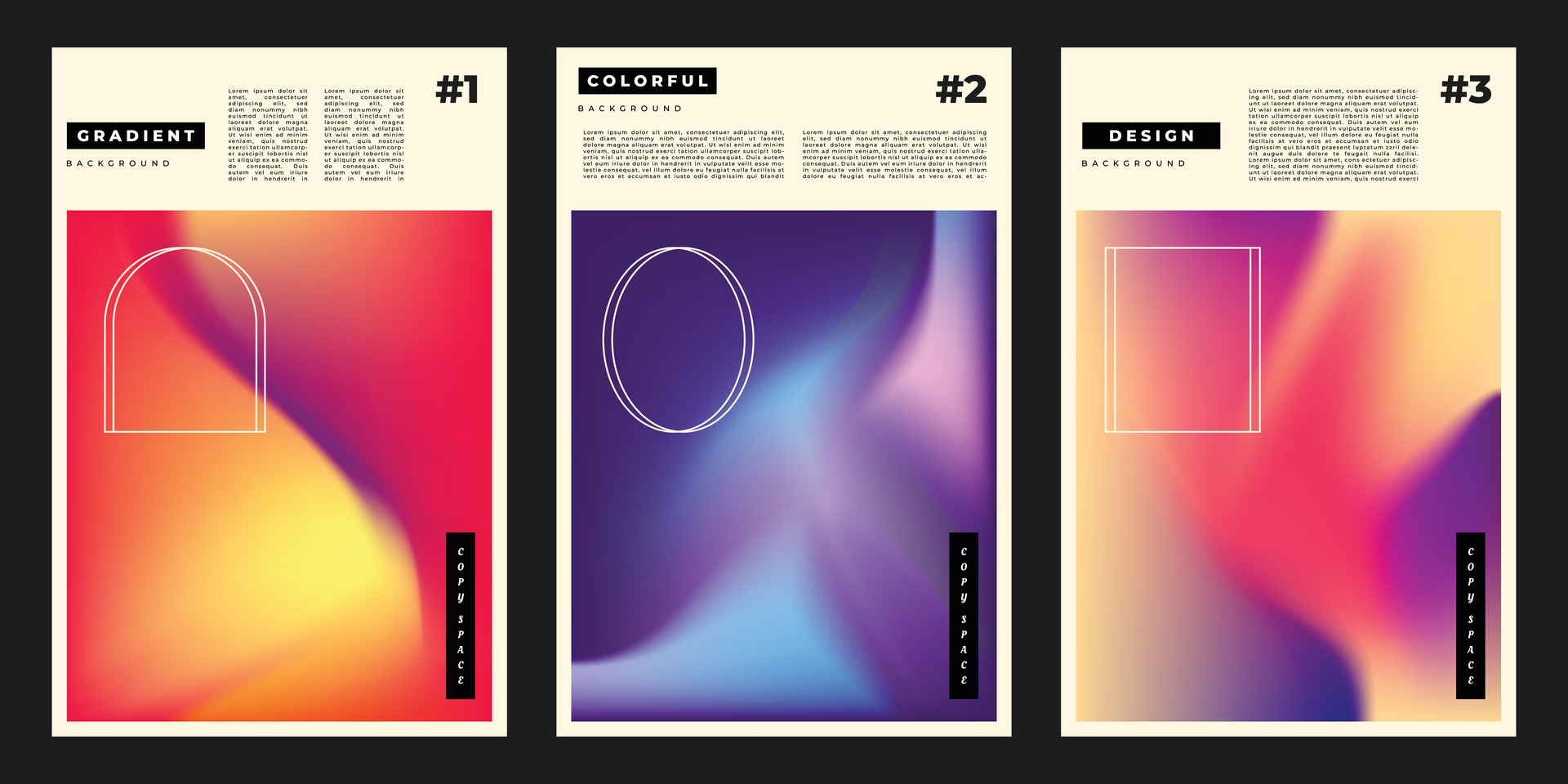 Colorful Fluid Gradient Mesh Background Template Copy Space Set