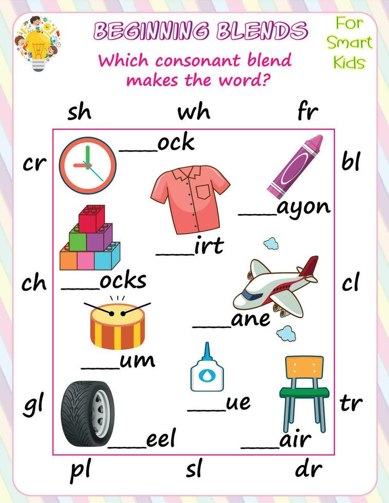 Beginning Blends Worksheets For Kindergarten