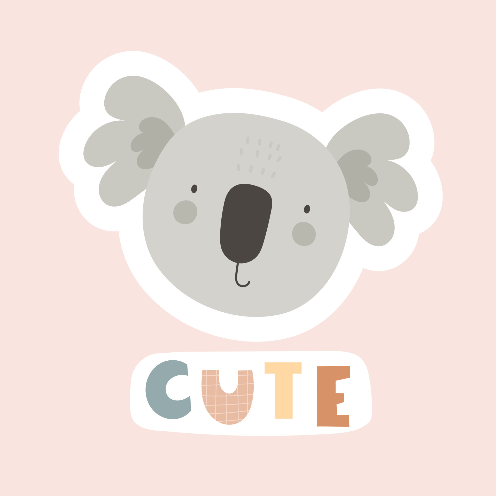 Cute . Cartoon koala, hand drawn lettering. Flat vector illustration ...