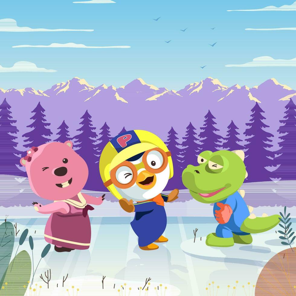 Cute Little Penguin with Friends 24691558 Vector Art at Vecteezy