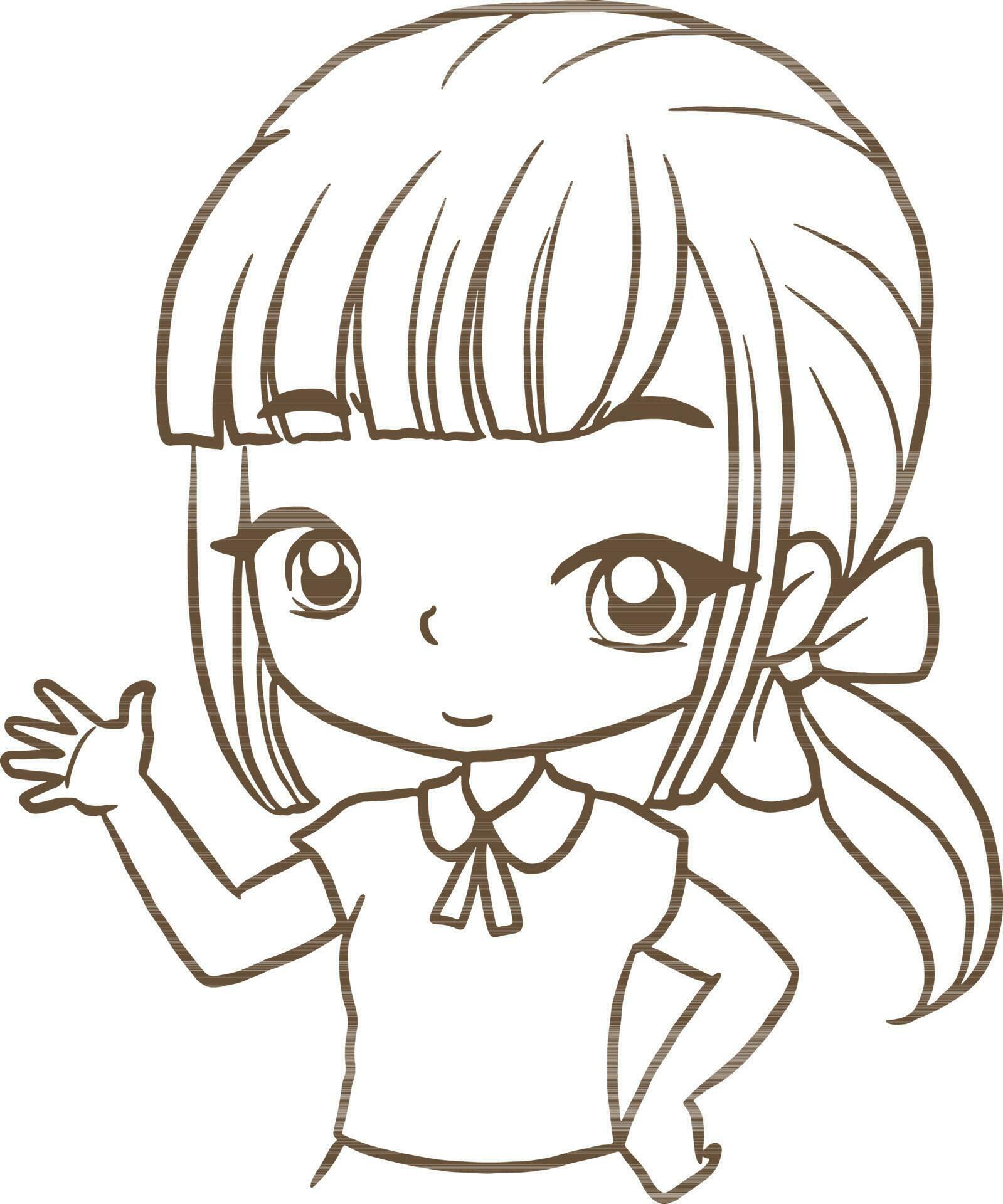 school girl cartoon doodle kawaii anime coloring page cute illustration ...