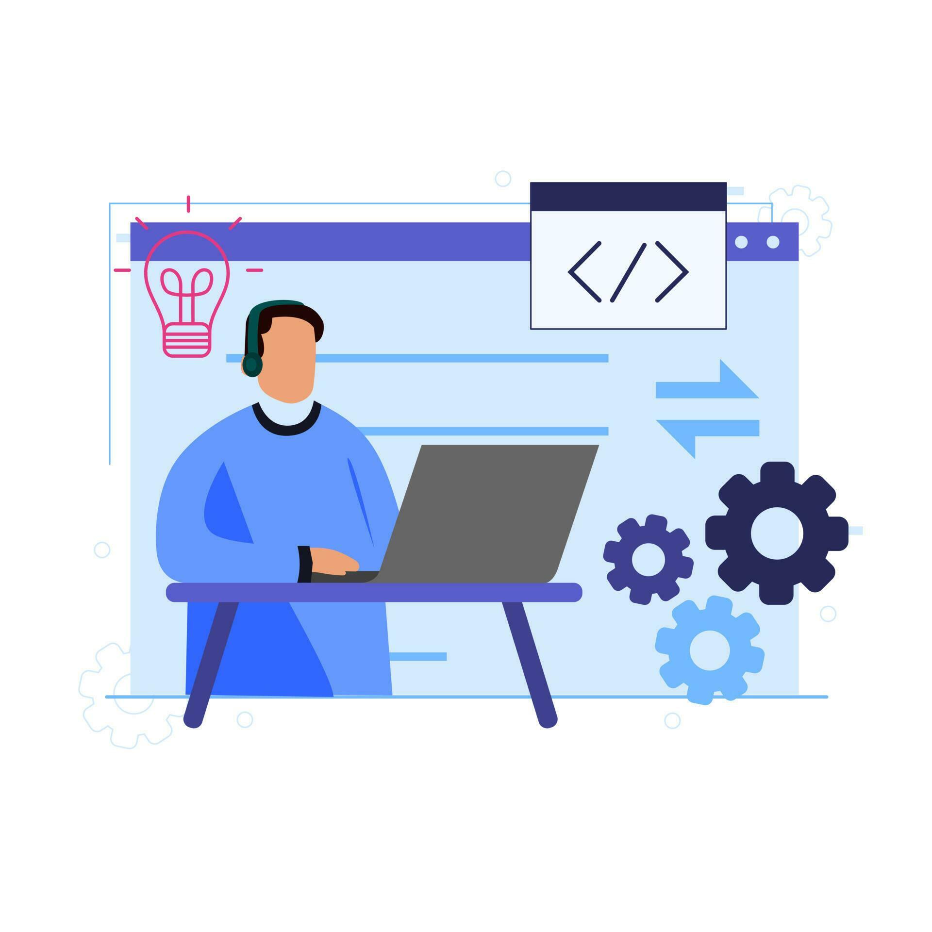 Vector illustration. Flat design concept of software development ...