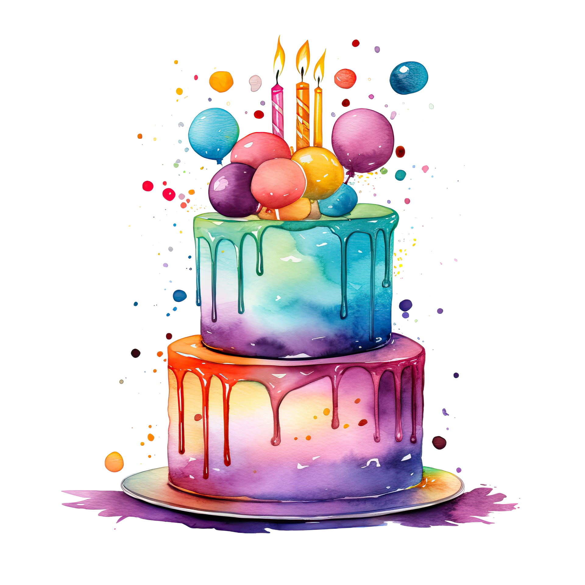 Watercolor Birthday Cake. Illustration 24693303 PNG Watercolor Birthday Cake. Illustration 24693303 PNG