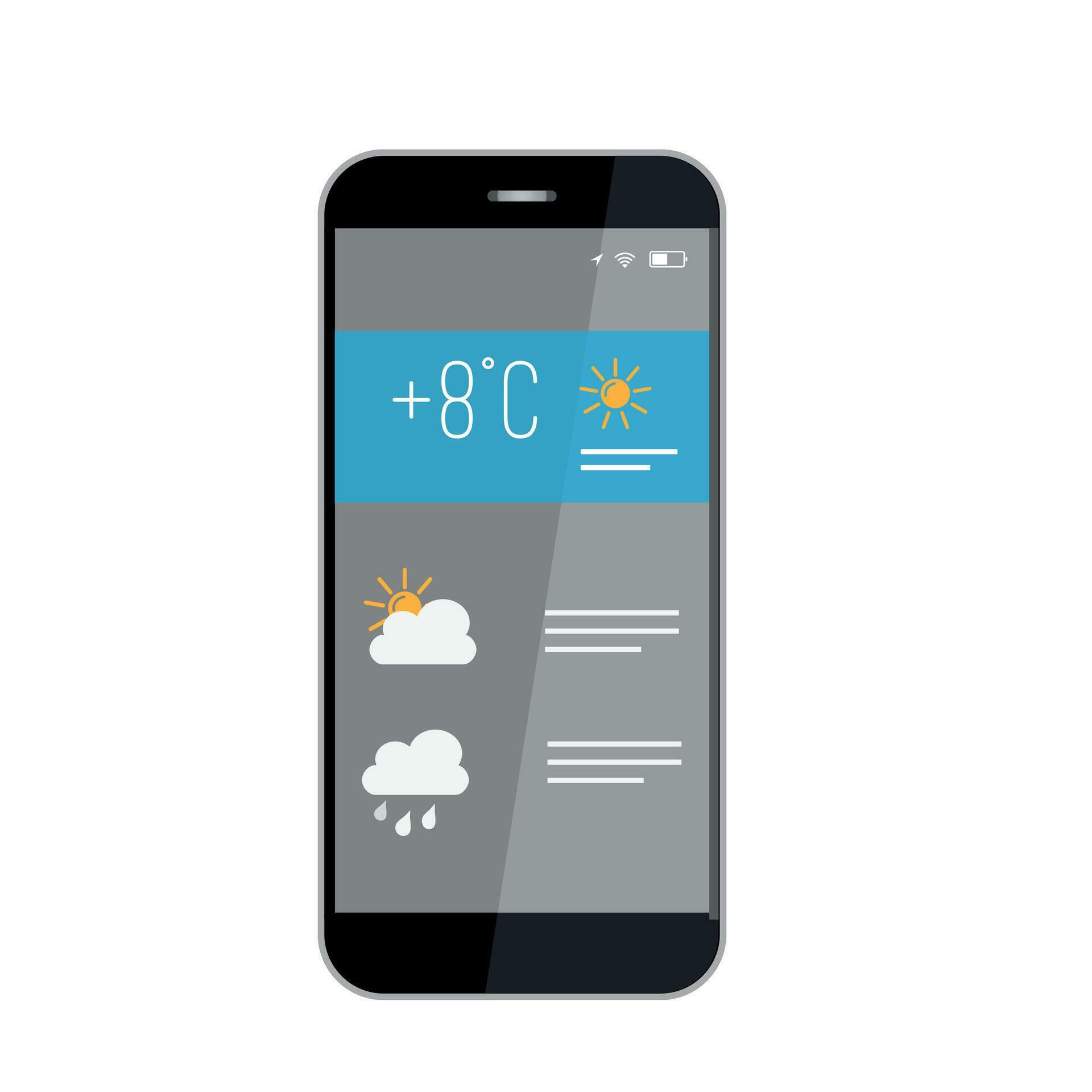 Weather forecast smartphone interface vector template. Mobile app page ...