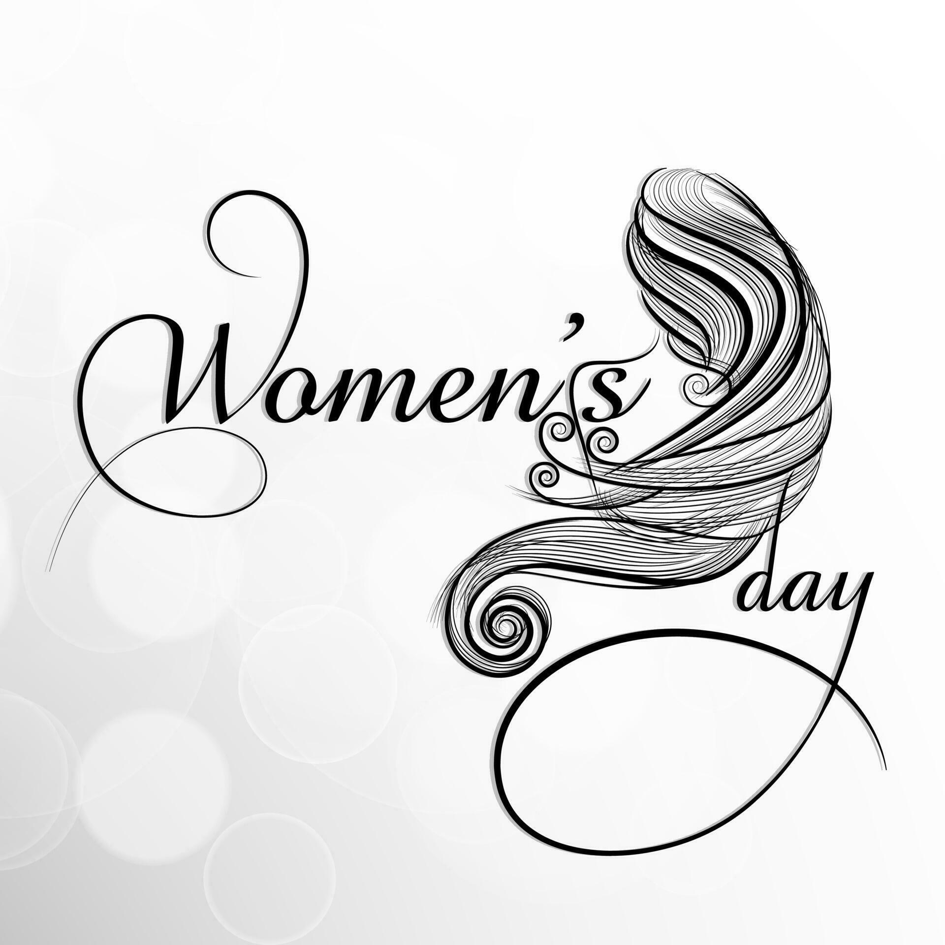 Happy Womens Day Greeting Card Or Poster Design With Purple Silhouette