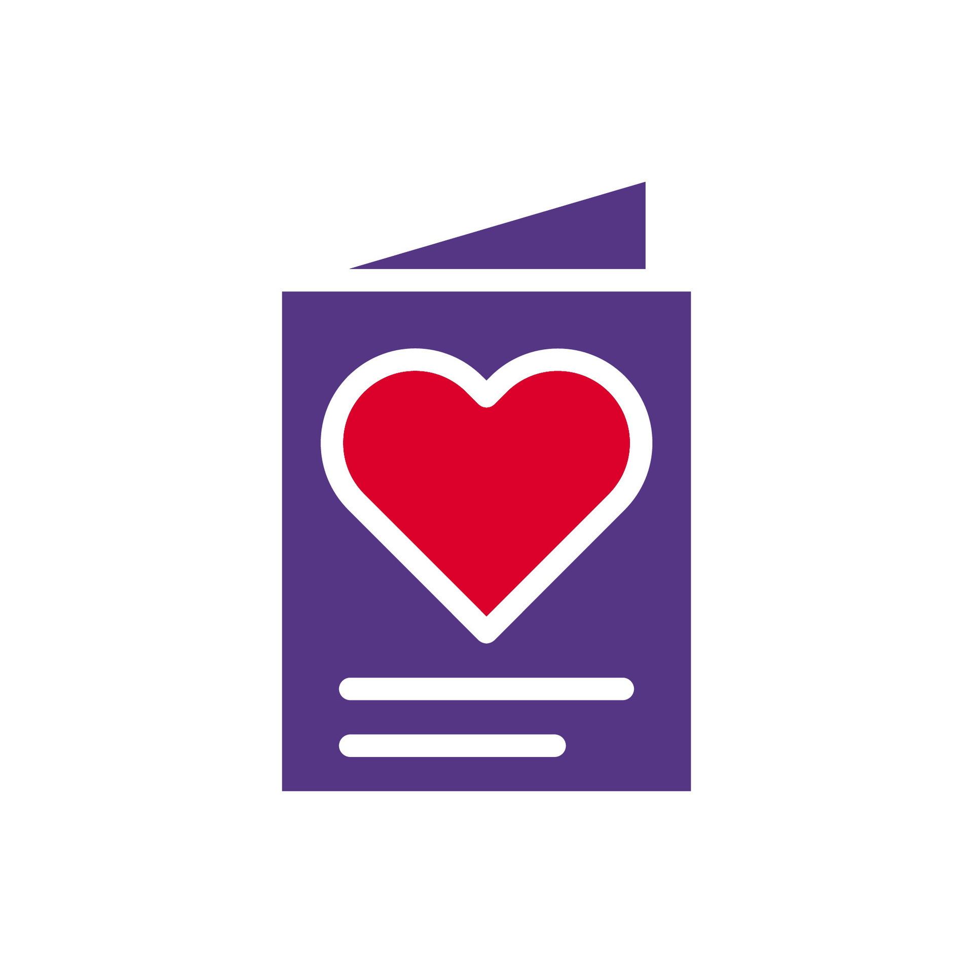 Paper Love Icon Solid Duocolor Red Purple Style Valentine Illustration