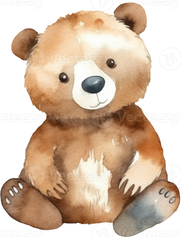 Cute Brown Bear Watercolor Illustration Ai Generated 24700340 Png