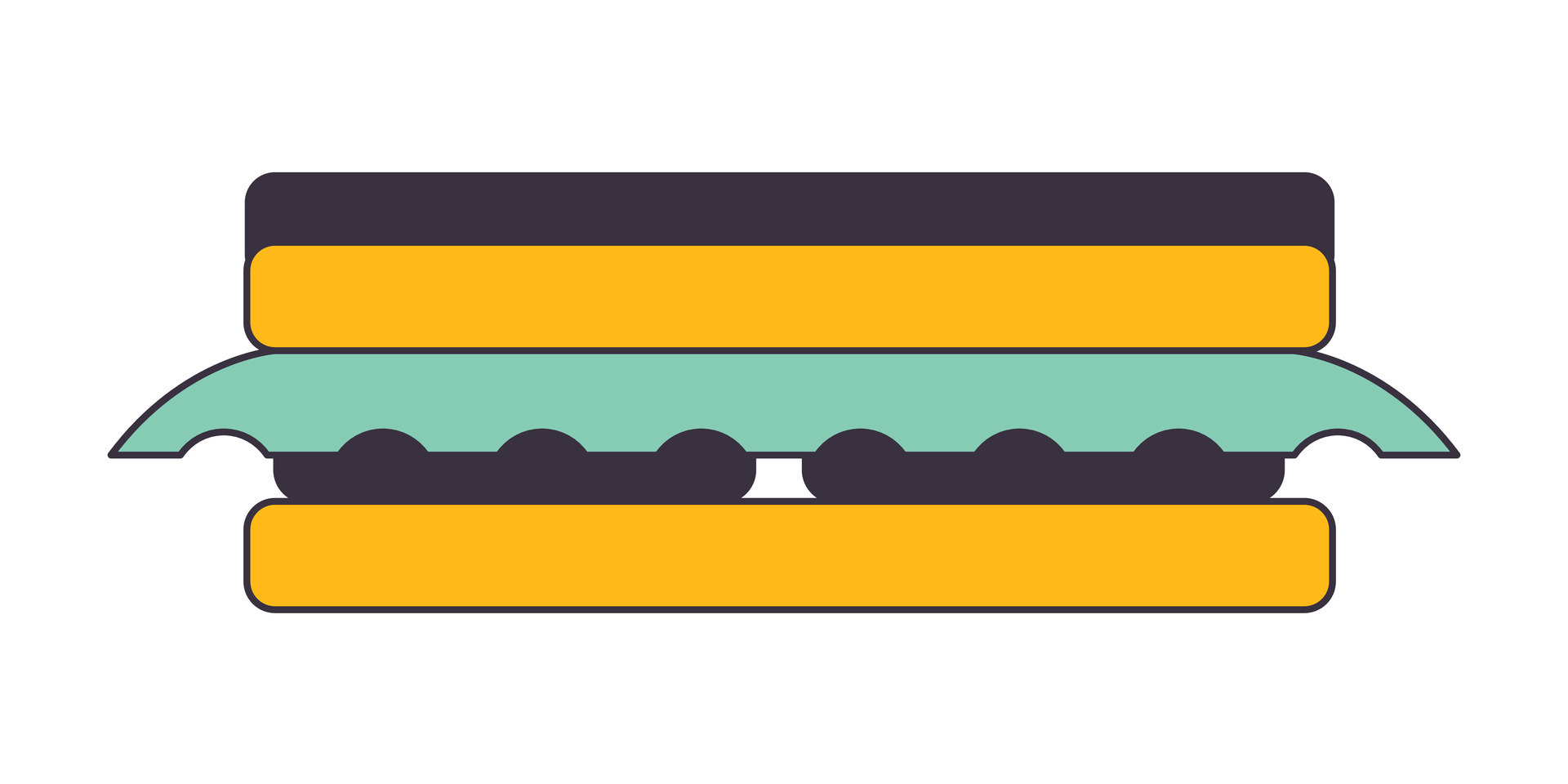 Cheese Sandwich Flat Line Color Isolated Vector Object Healthy Fast Snack For Breakfast