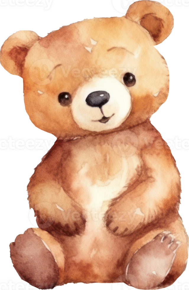 Cute Brown Bear Watercolor Illustration. 24700537 PNG