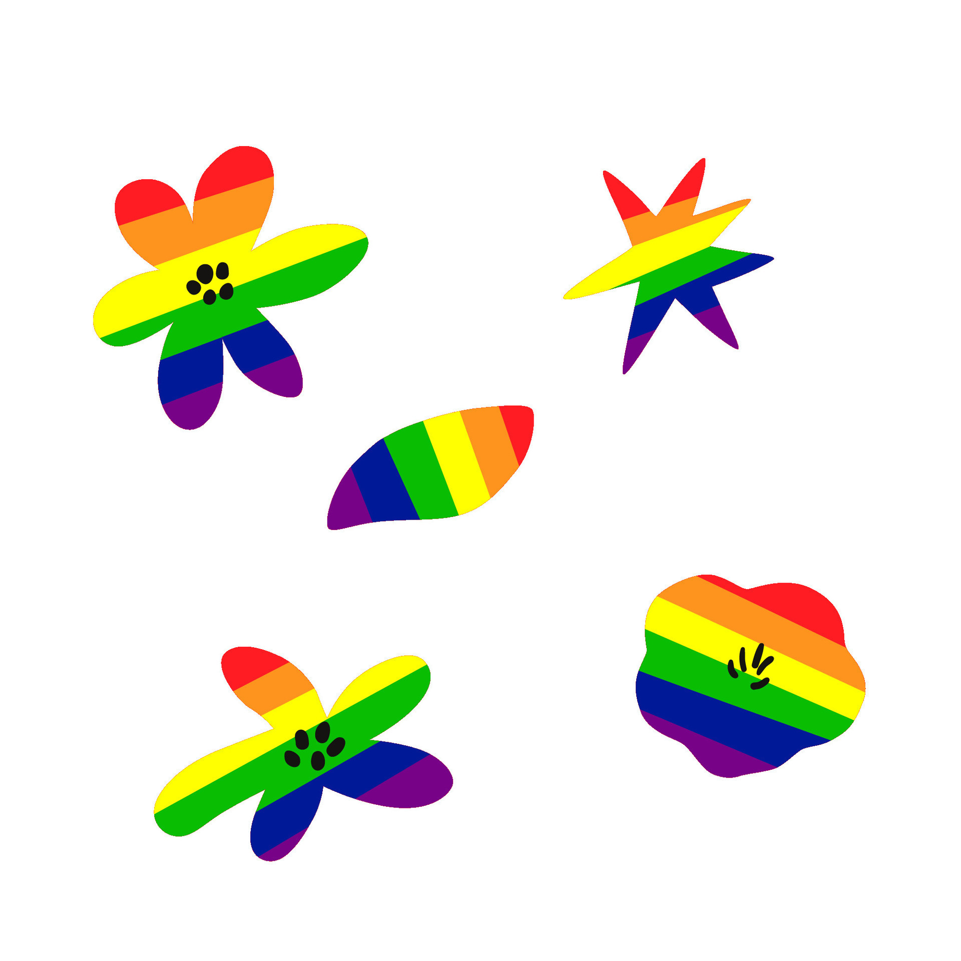 Happy Pride LGBTQ floral element set. Isolated flower collection in ...