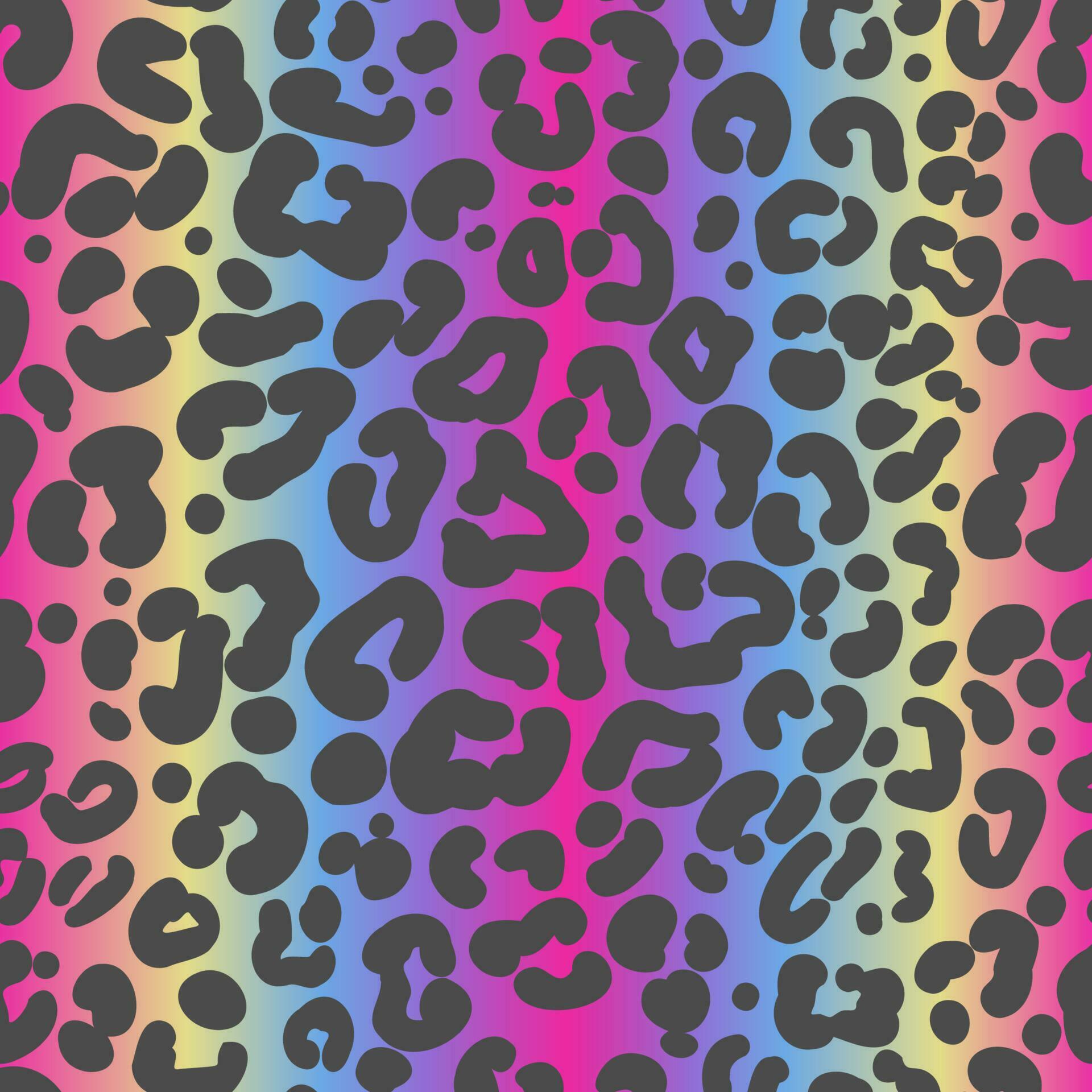 Rainbow leopard seamless pattern. Bright colored spotted background ...