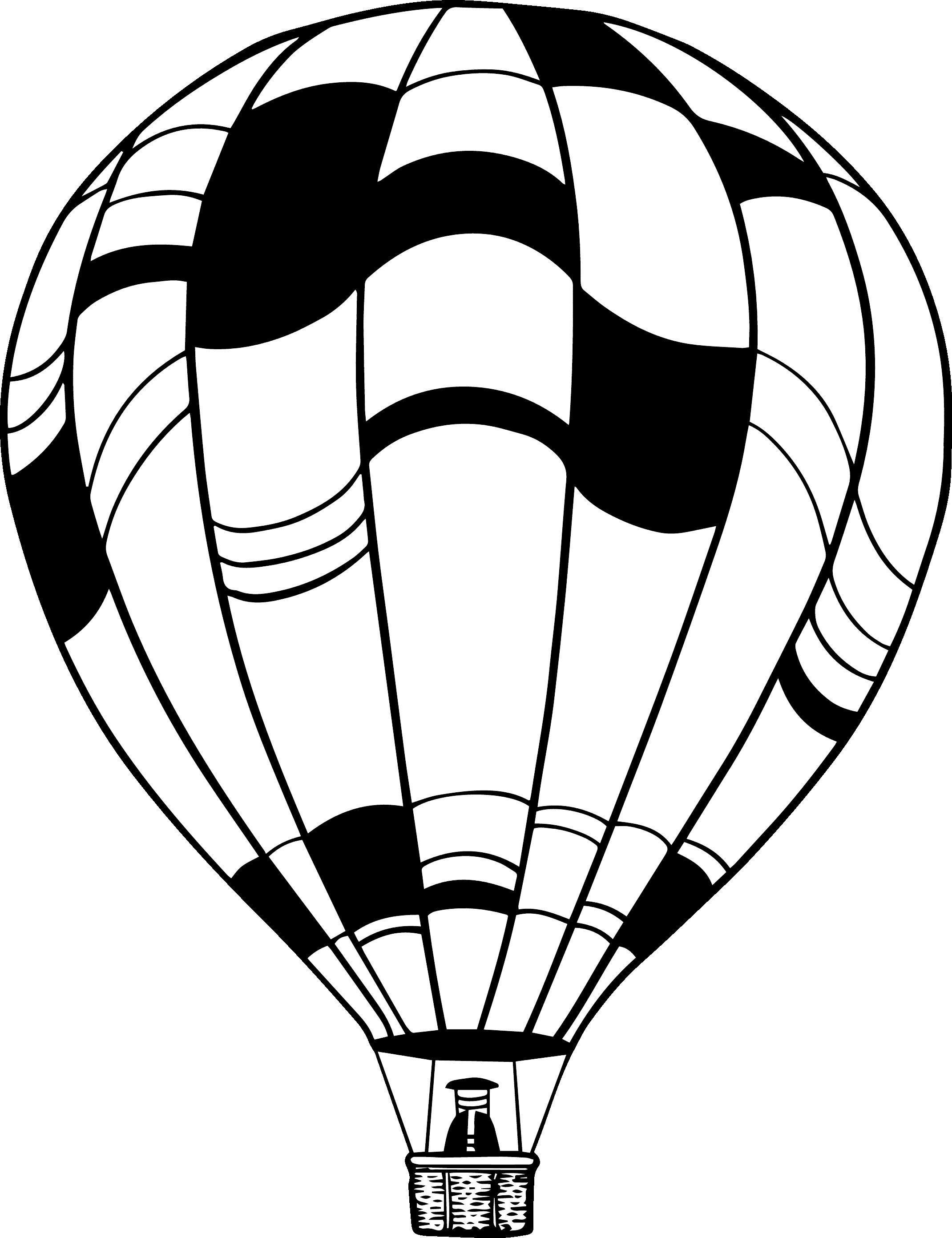 Hot Air Balloon Black And White Clipart