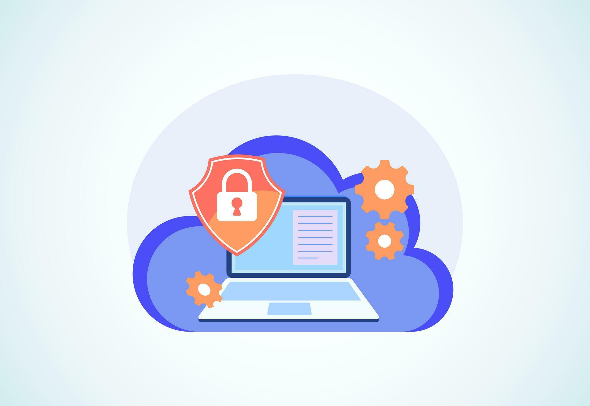 Cloud computing security design concept. Online security and data ...