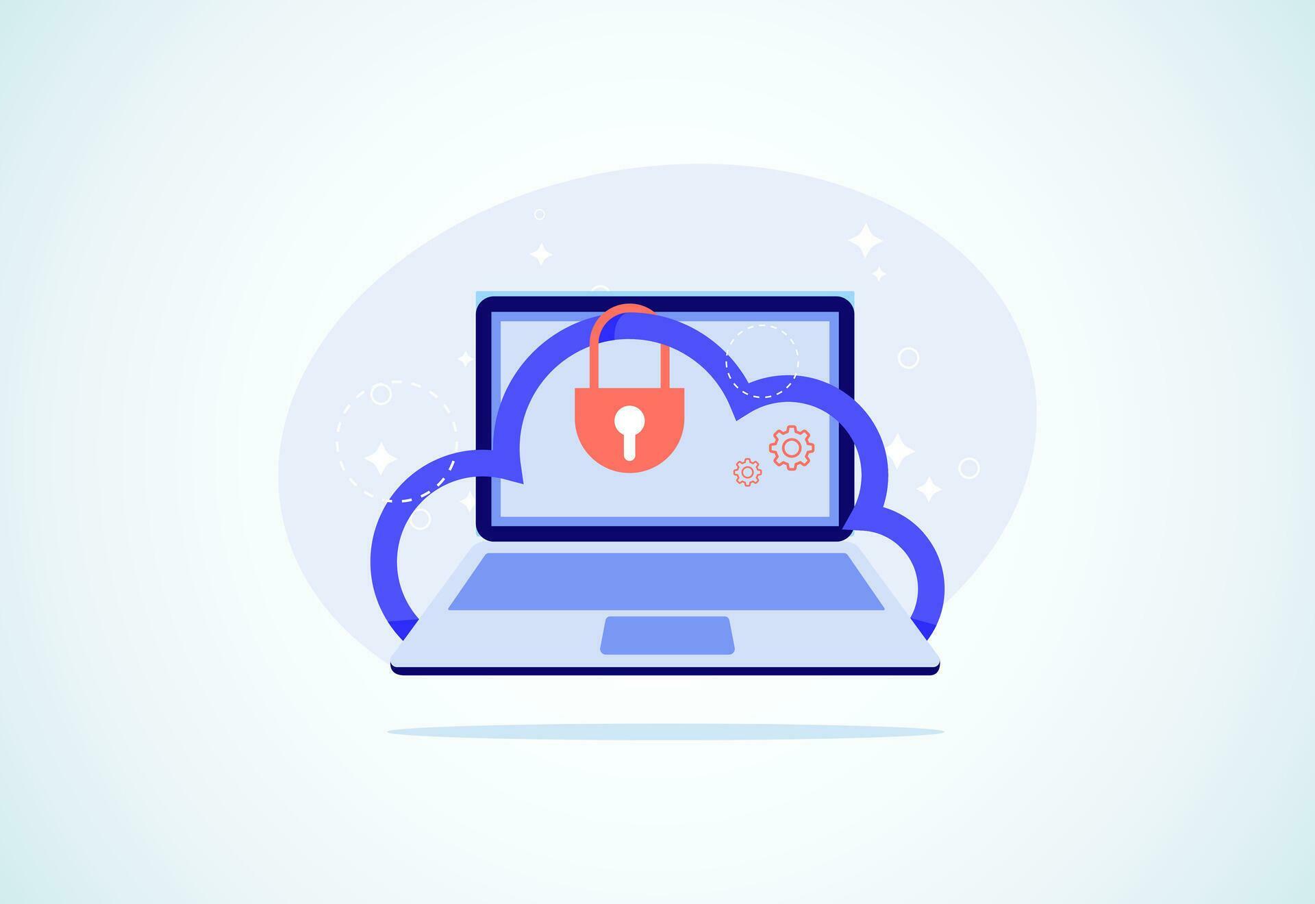 Cloud Computing Security Design Concept Online Security And Data Protection Vector