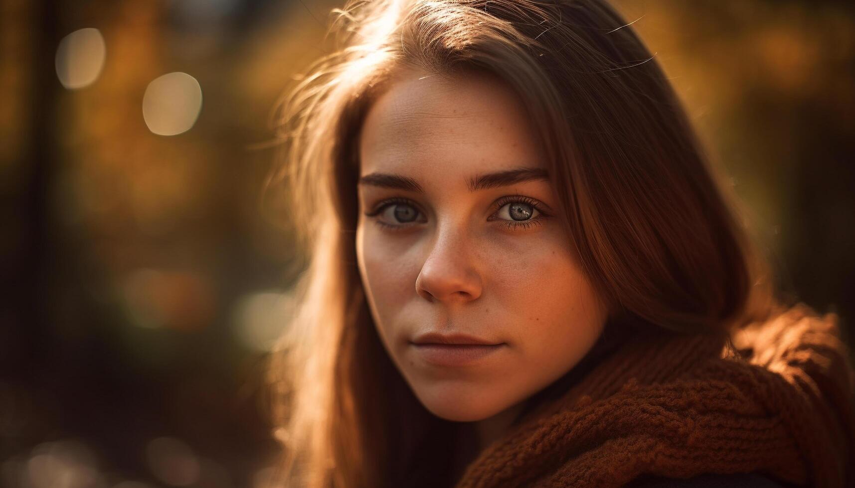 Young Woman Smiling Looking At Camera Outdoors Generated By Ai