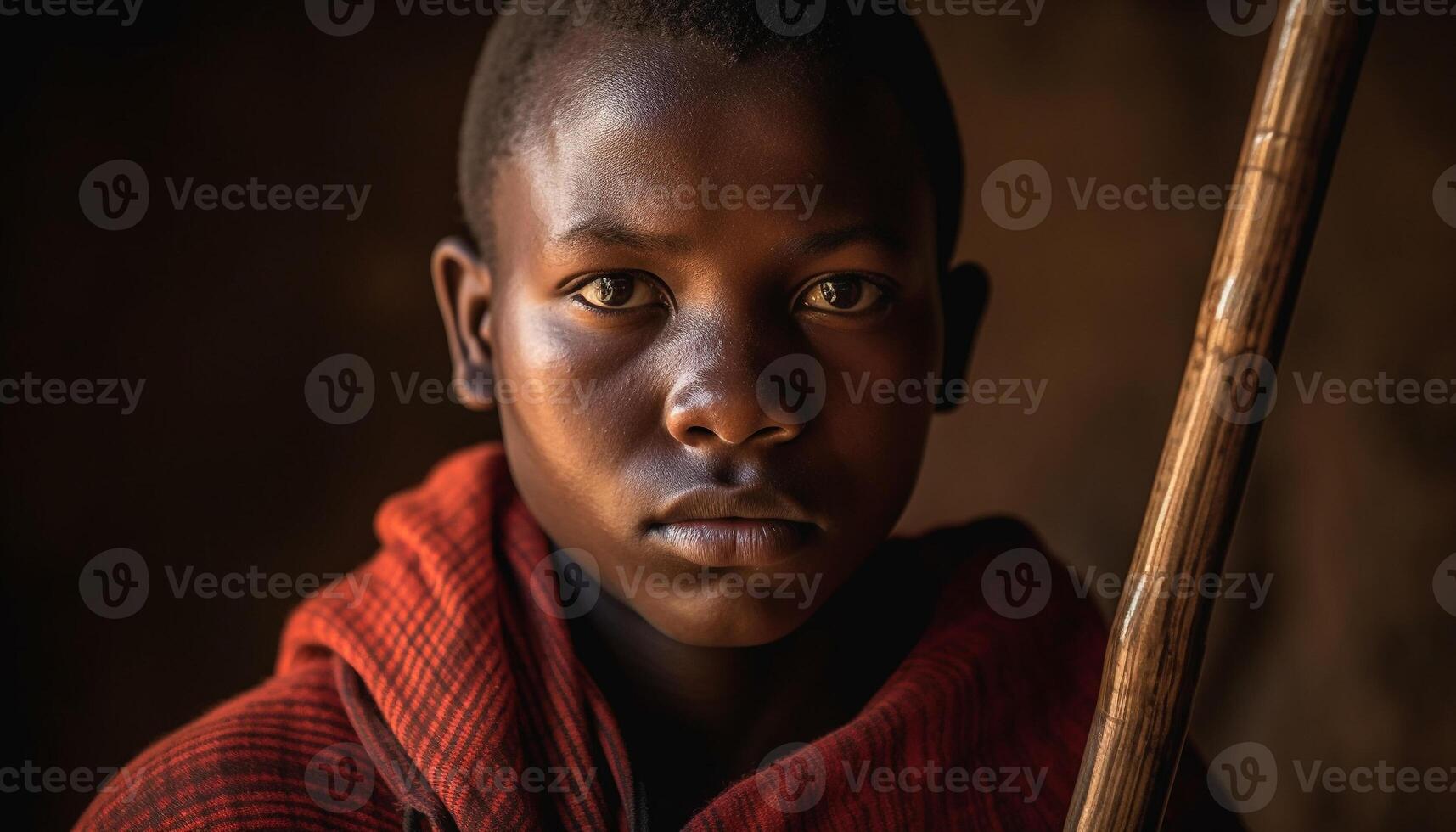 Young African boy serious concentration in studio generated by AI 24714501 Stock Photo at Vecteezy