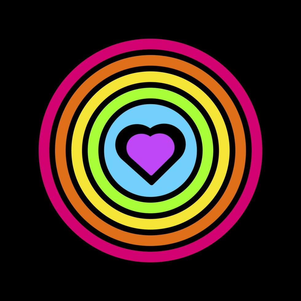 Neon Rainbow Heart Center Target Pride Party Icon 24719995 Vector Art ...