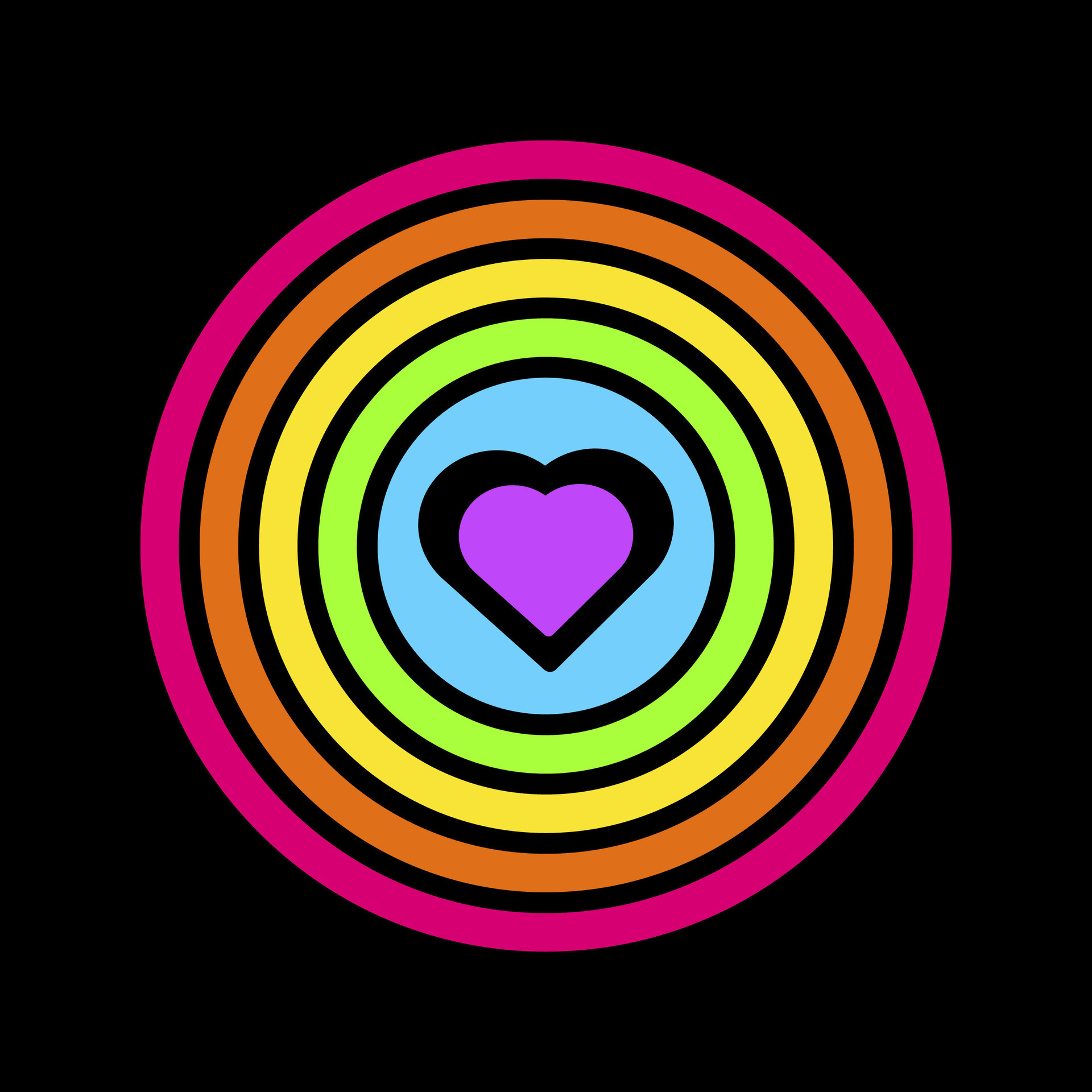 Neon Rainbow Heart Center Target Pride Party Icon 24719995 Vector Art ...
