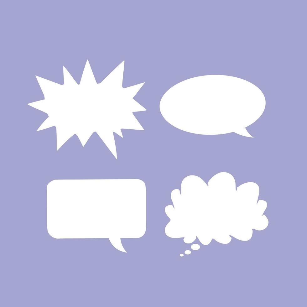 Retro Empty Comic Speech Bubbles Set With Black Halftone Shadows Vintage Design Pop Art Style