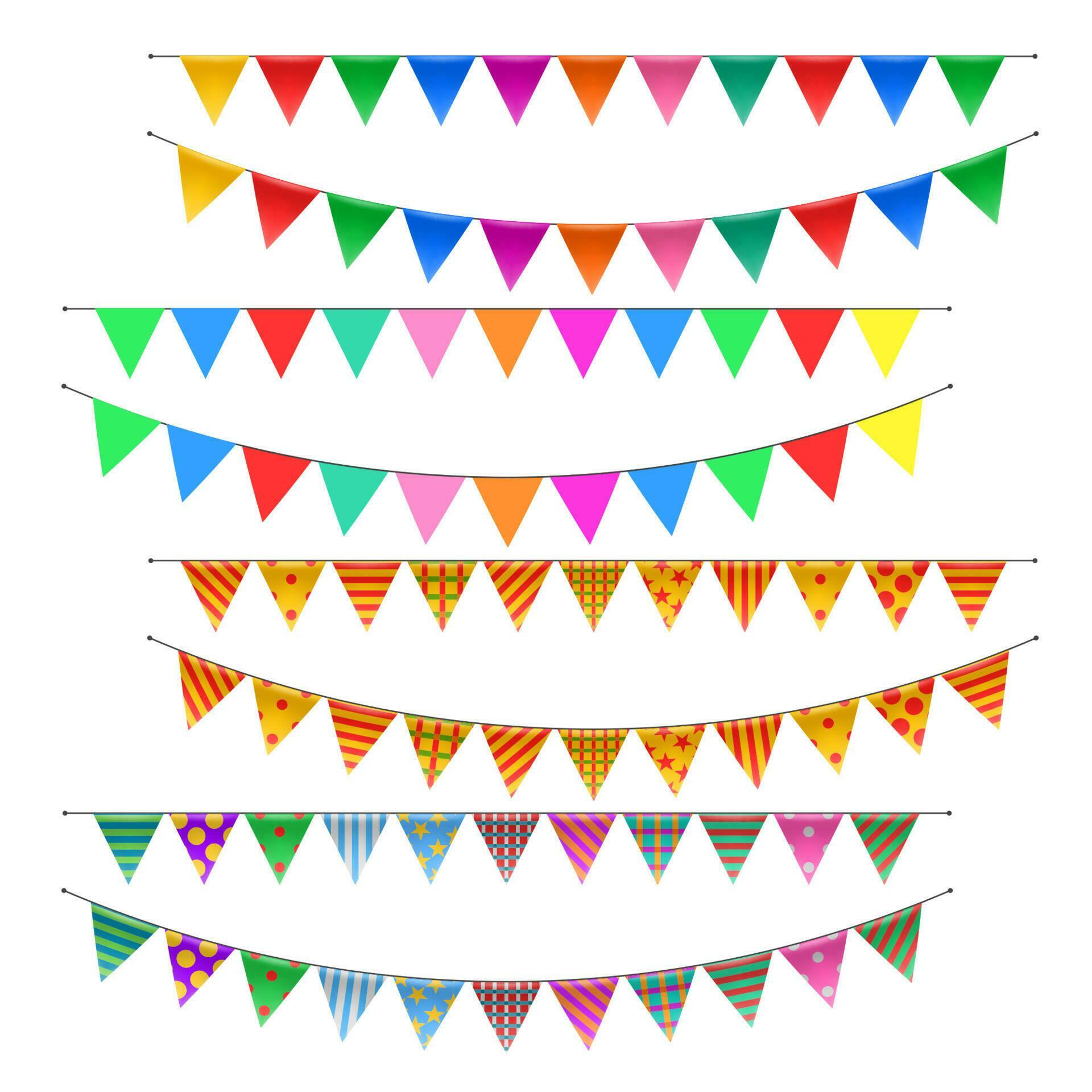 Triangle Bunting Flags Set, Vector Illustration 24723417 Vector Art at ...