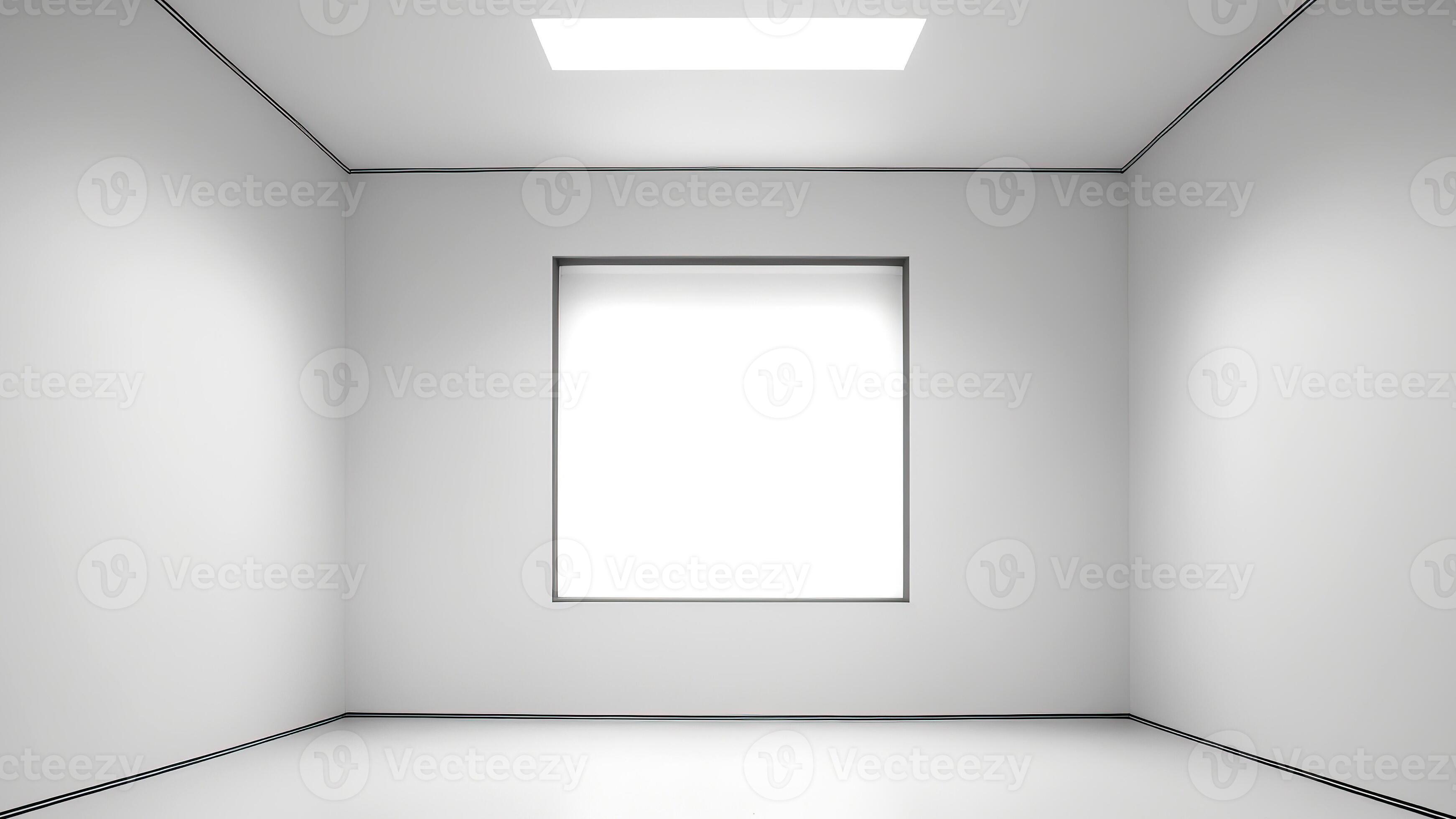 Empty room with window, walls, floor and ceiling. 3d blank interior of ...