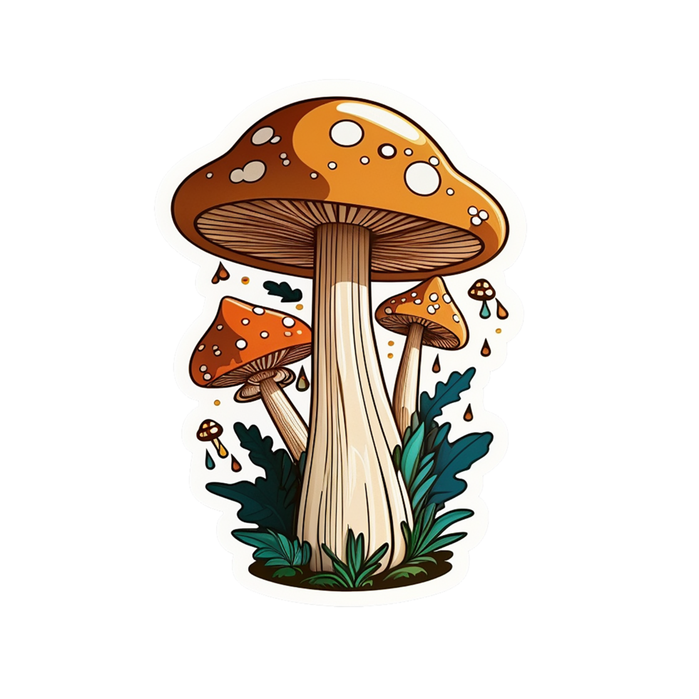 Groovy Magic Mushroom Design Earthy Tones Sticker 24725161 Png