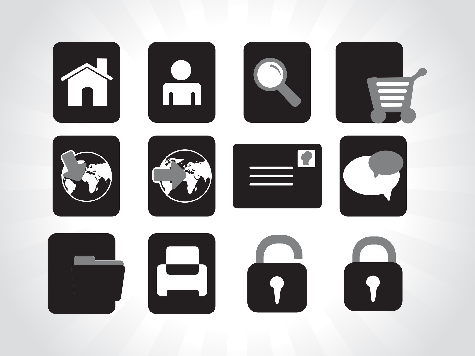 web mail icons set for websites, web applications. email applications ...