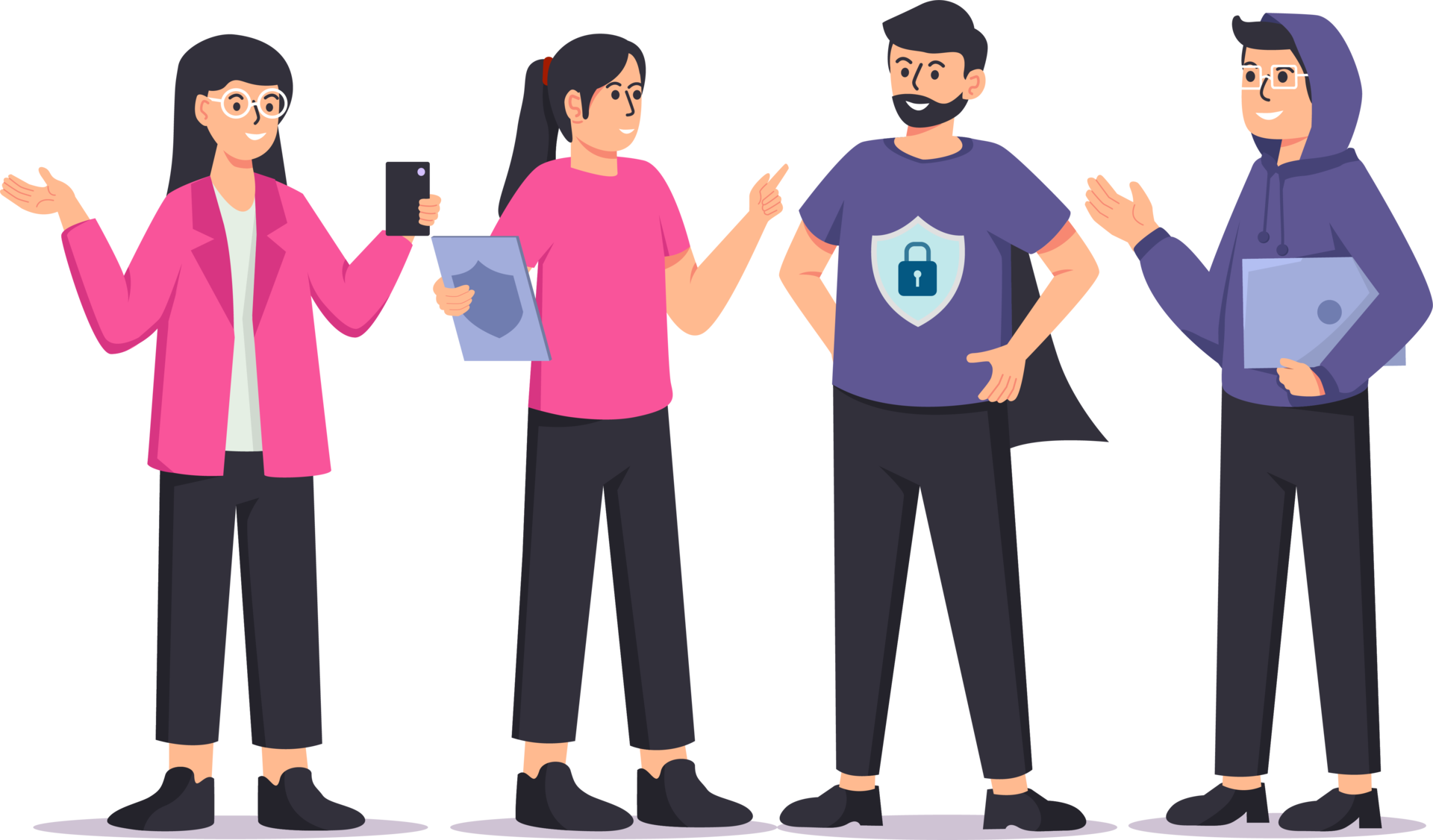 Digital Data Protection Design Illustration Cyber Security Cartoon Character Illustrations