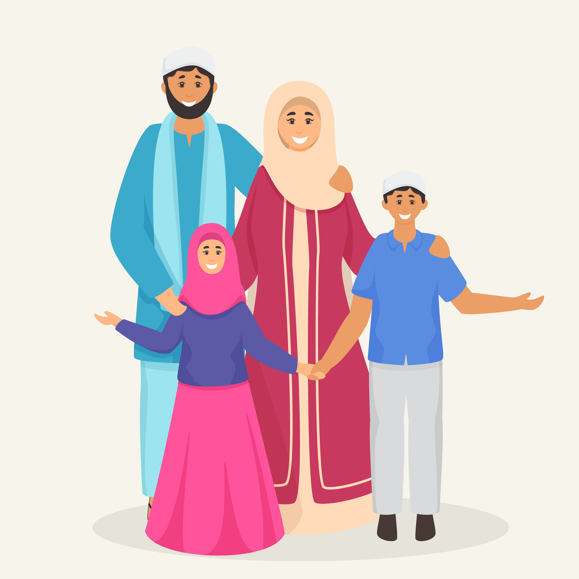 Muslim families celebrating festival Eid Mubarak 24728844 Vector Art at ...