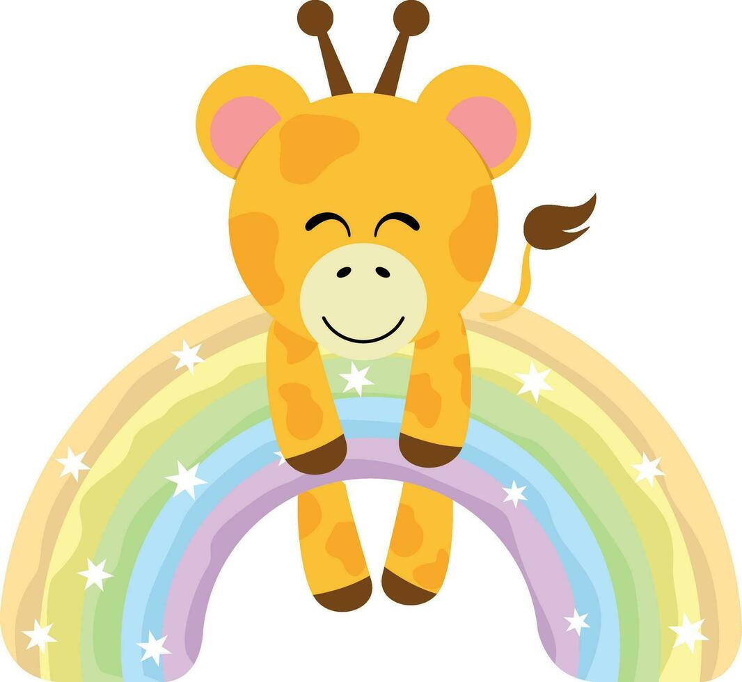 Cute giraffe hanging on magic rainbow 24731635 Vector Art at Vecteezy