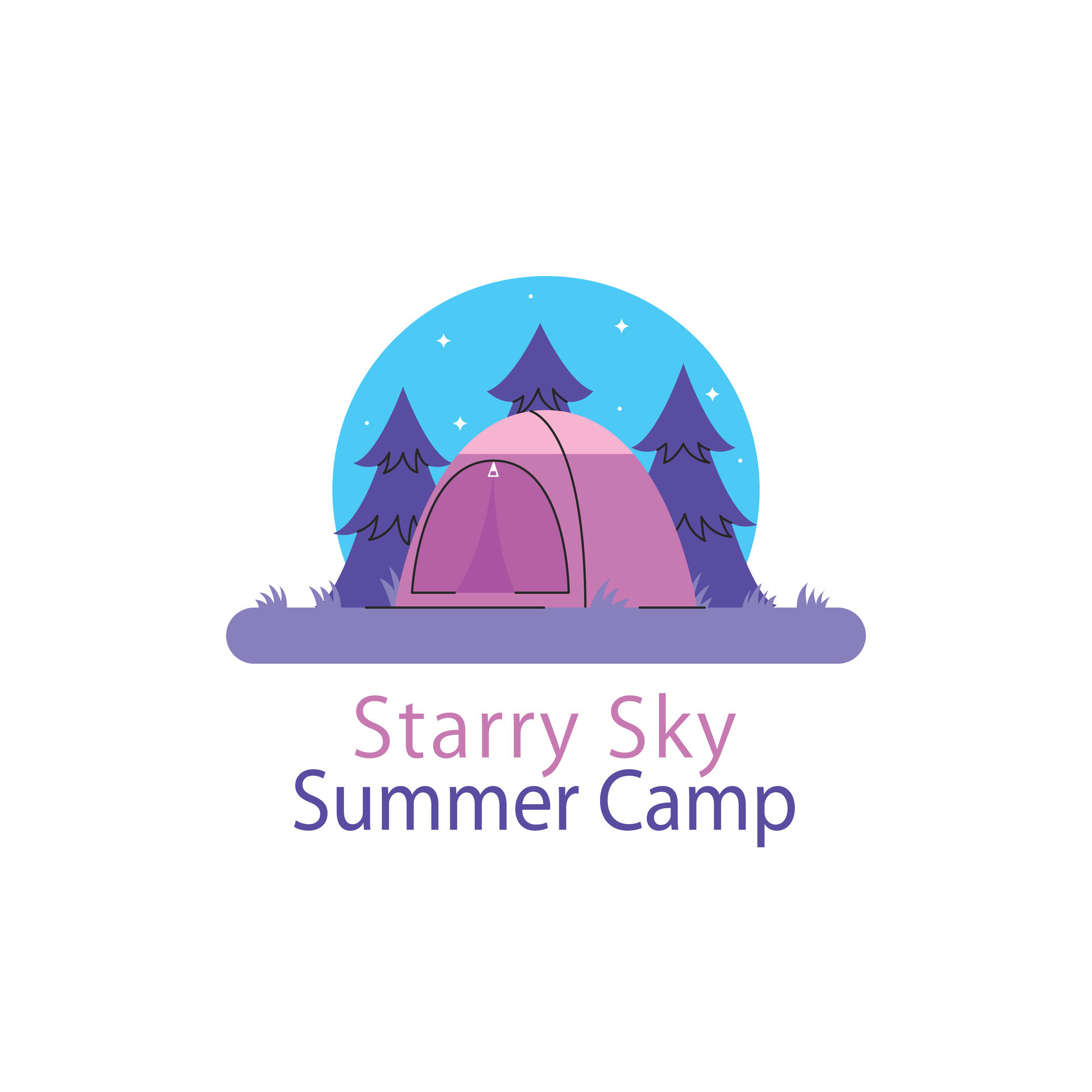 Hand Drawn Summer Camp Badge Logo Template 24739569 Vector Art At Vecteezy