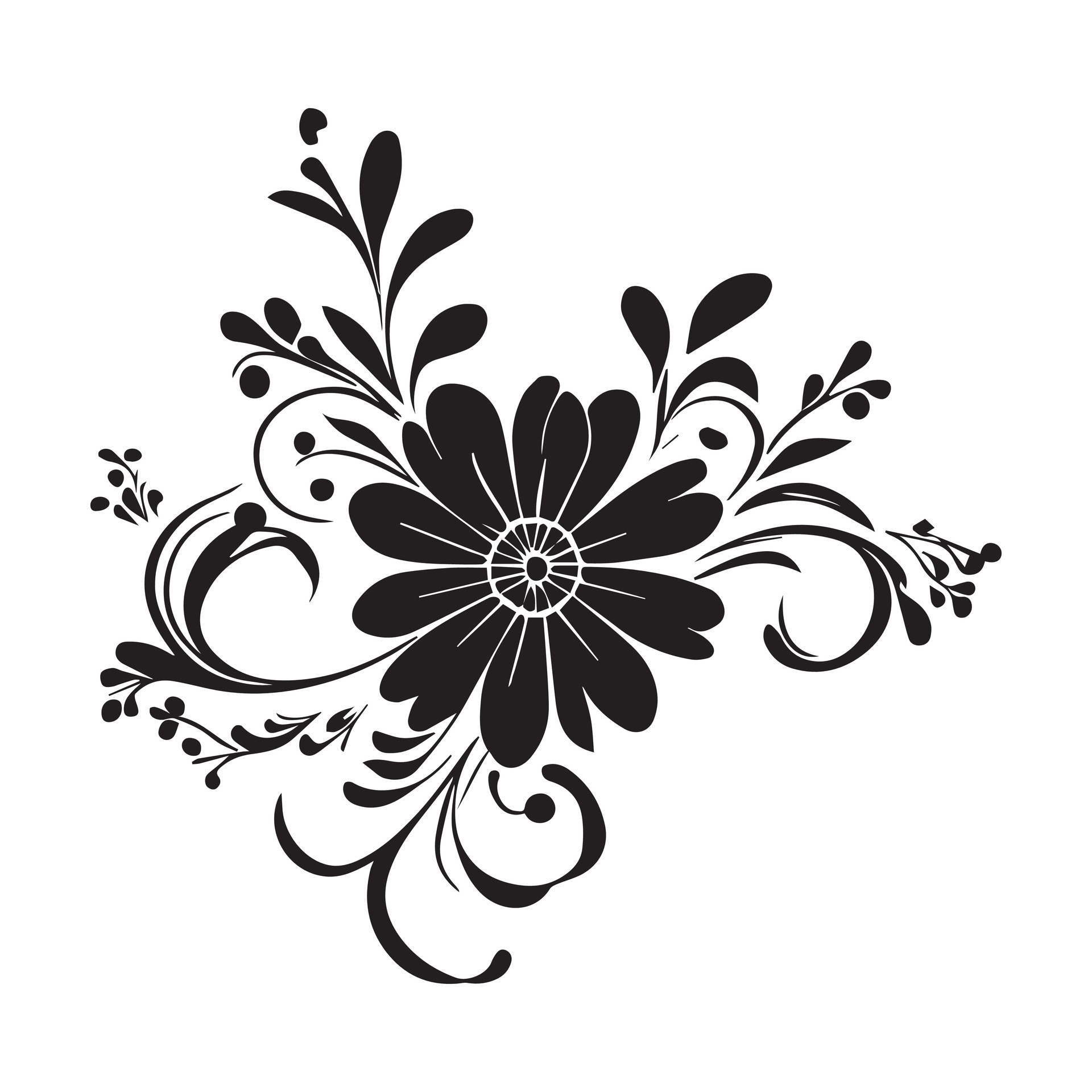 Floral Flower Icon Vector Illustration Black Color 24741284 Vector Art ...