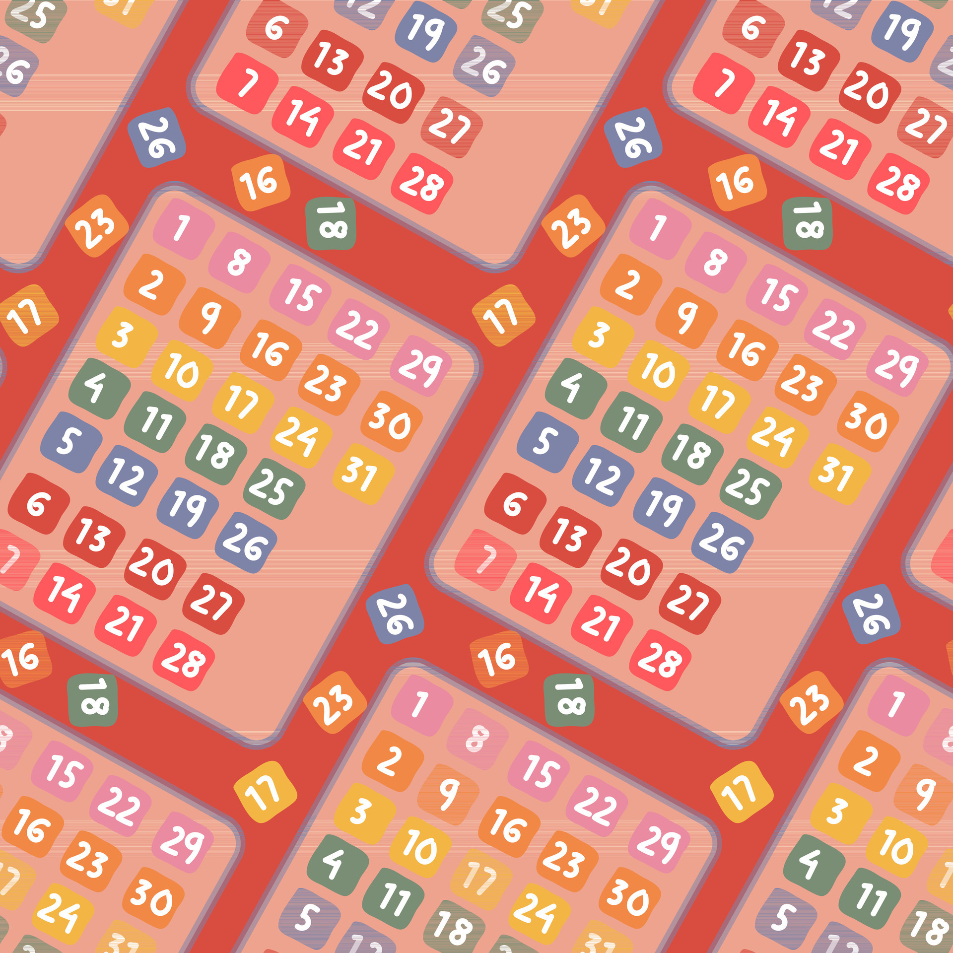 A pattern from a calendar sheet with the days of the month. Abstract ...