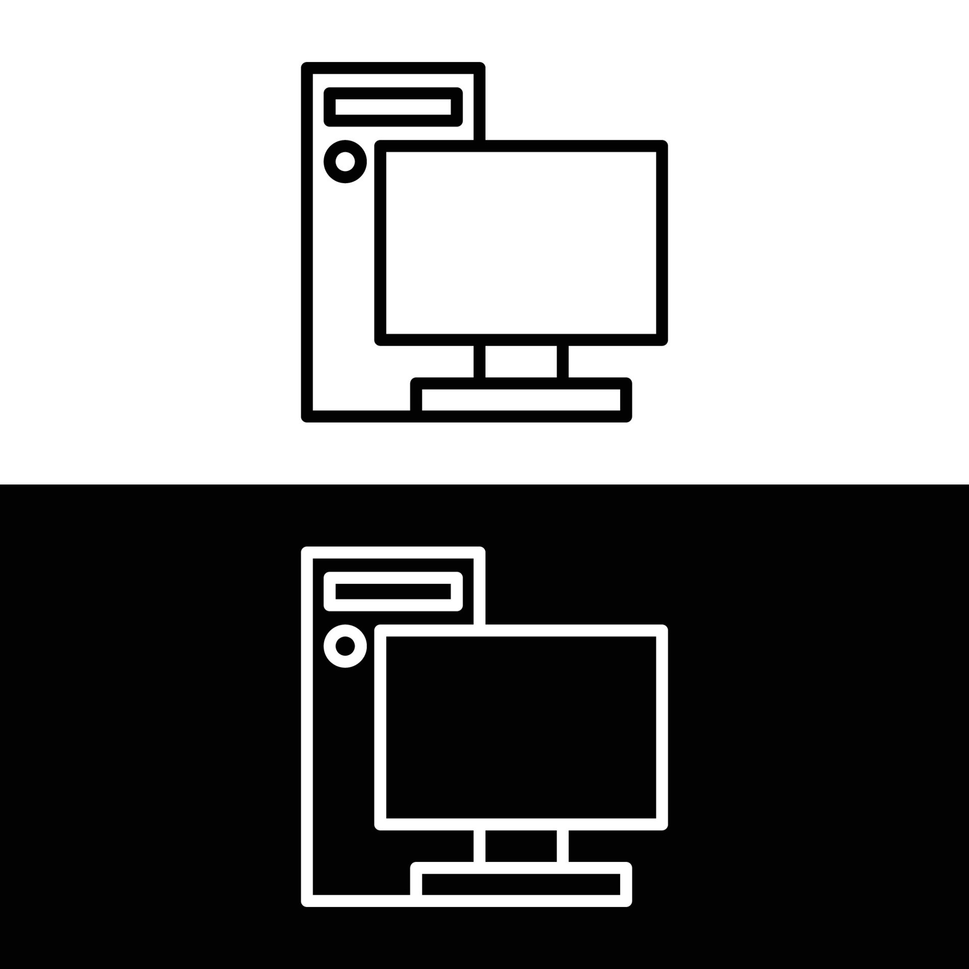 Computer Outline Icons Pc Monitor System Unit Case Laptop Pixel