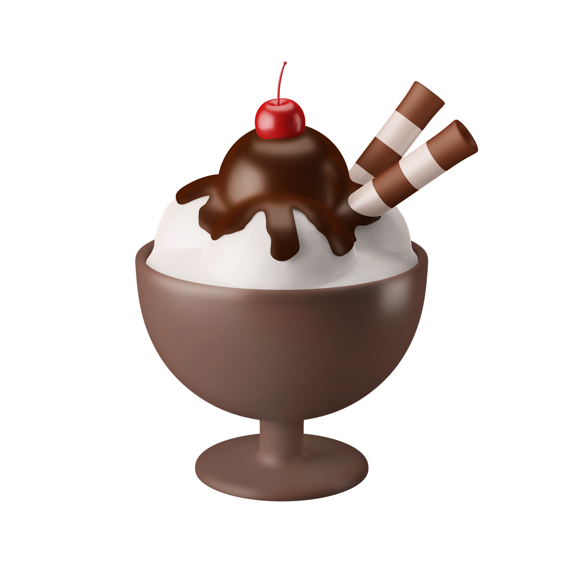 Sweet Delicious Sundae Parfait Ice Cream On Bowl With Creamy Topping Western Food Dessert 3d