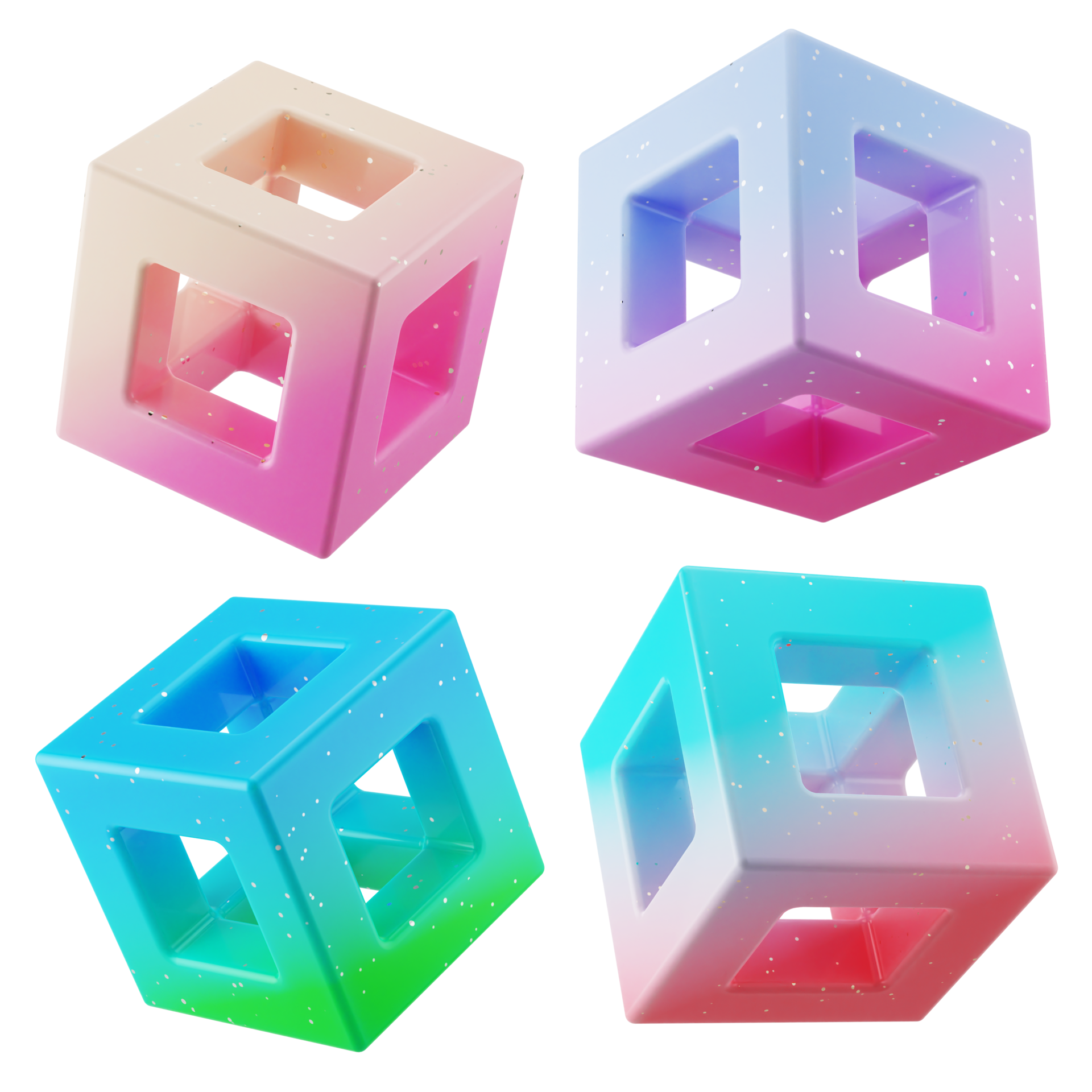 A Set Collection Of Floating 3d Abstract Shapes Thick Wireframe Cube In