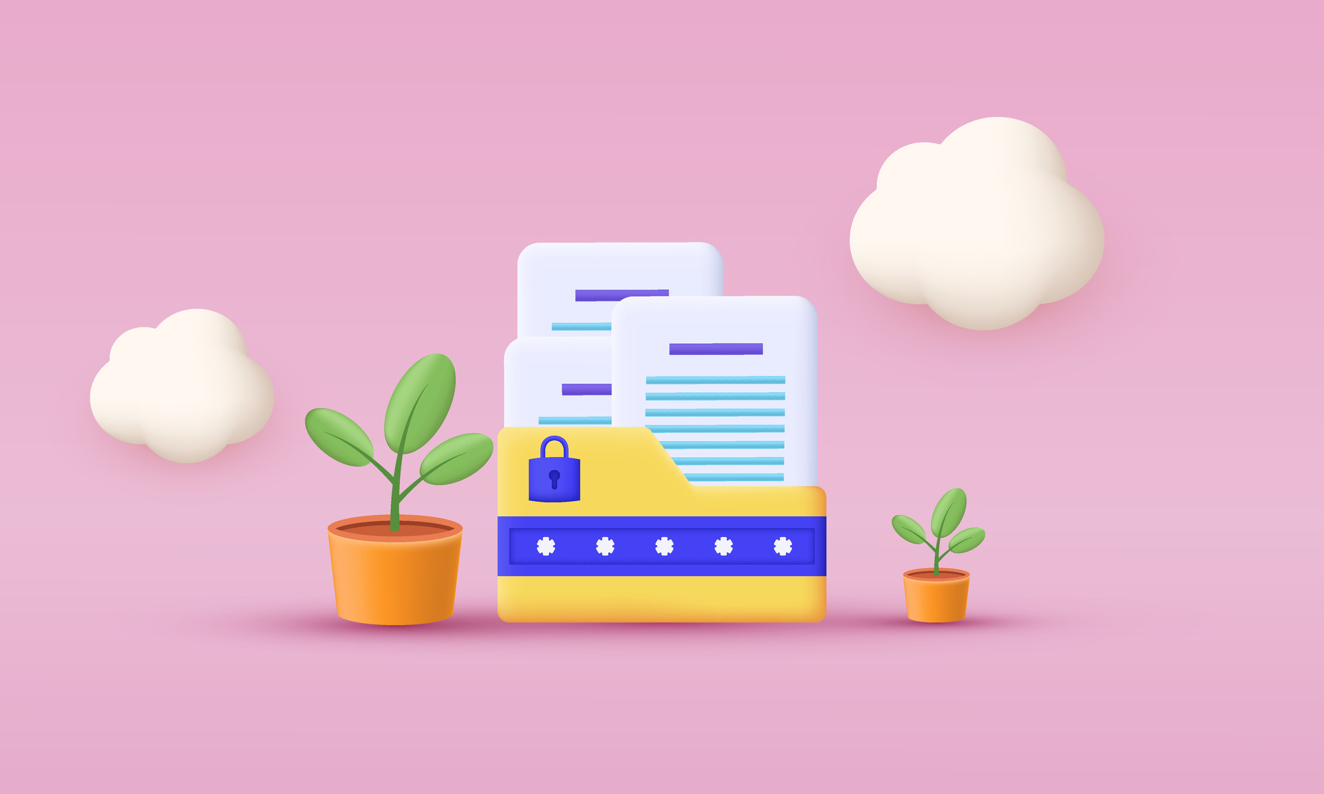 Illustration Creative 3d Icon Privacy Folder File Data Protection Safe