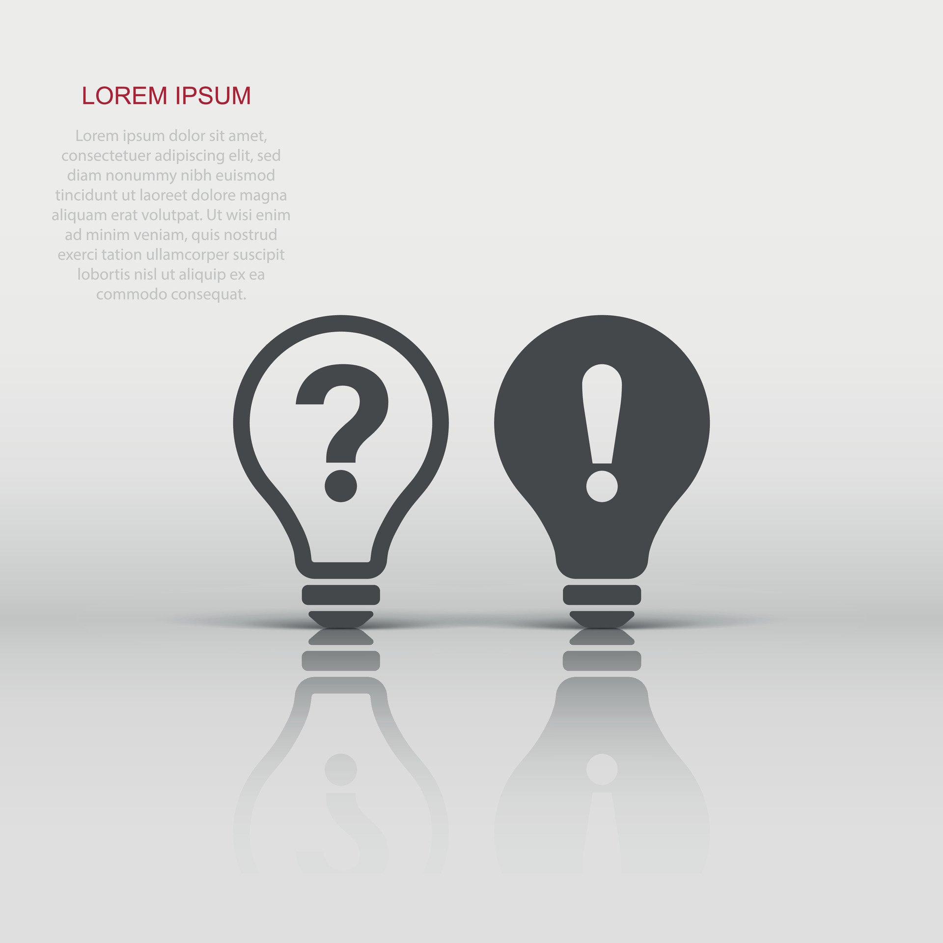 Problem solution icon in flat style. Light bulb idea vector ...